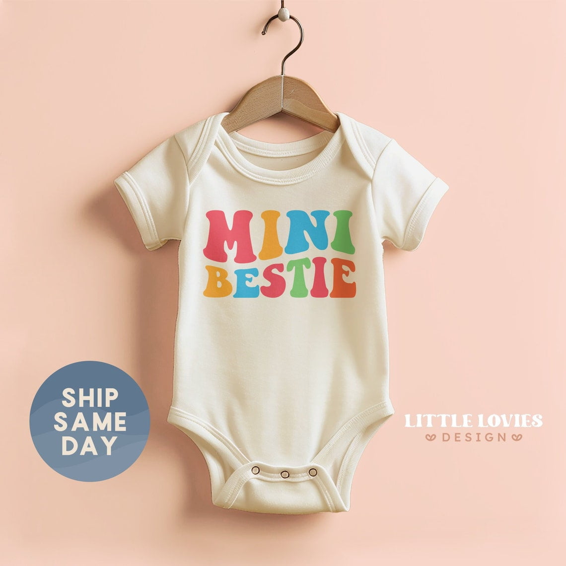 Luvly Mini Bestie, Cute Baby Bodysuit, Groovy Besties Onesies, Best ...
