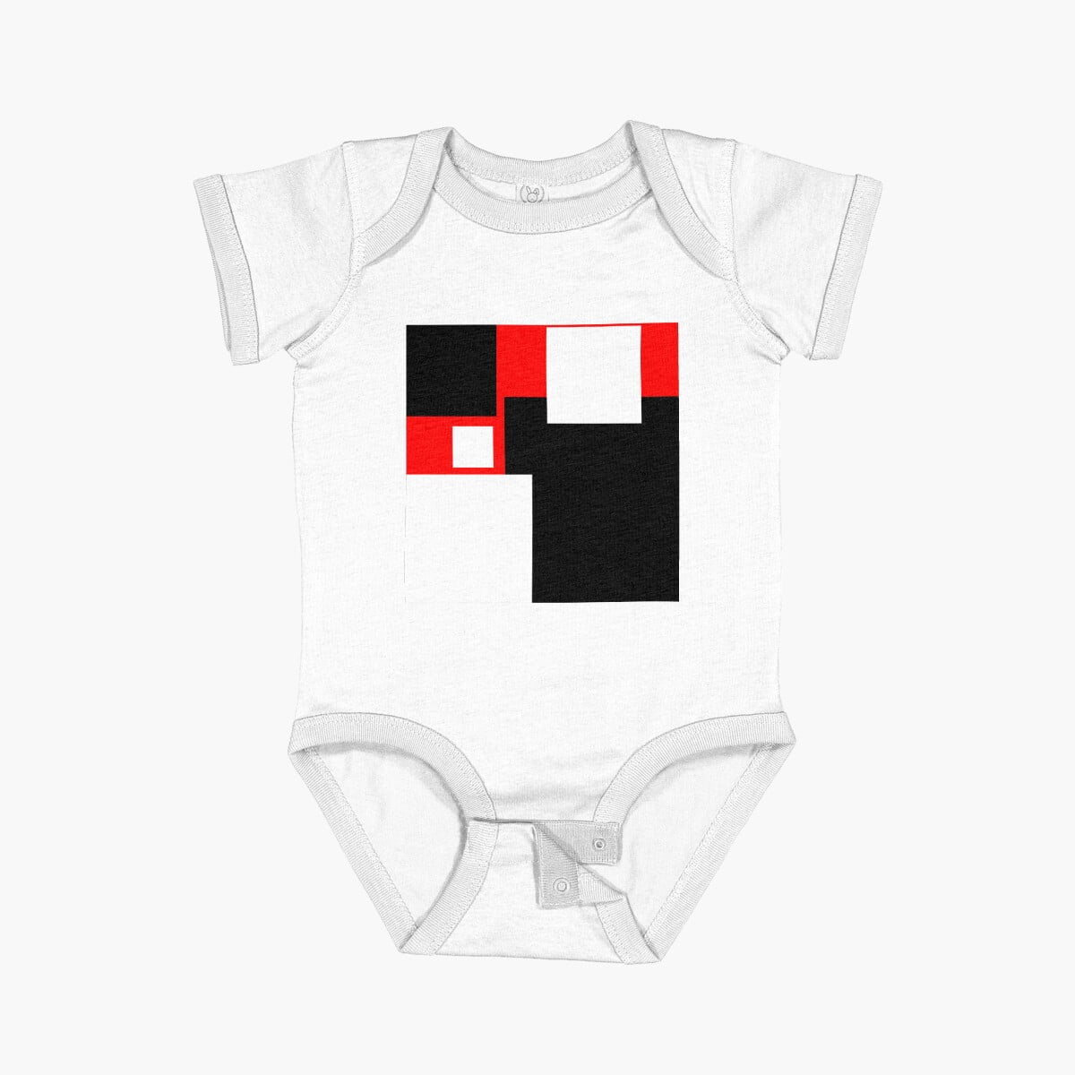 Luvly Modern Style Colour Blocks Red Background Short Sleeve Baby One ...