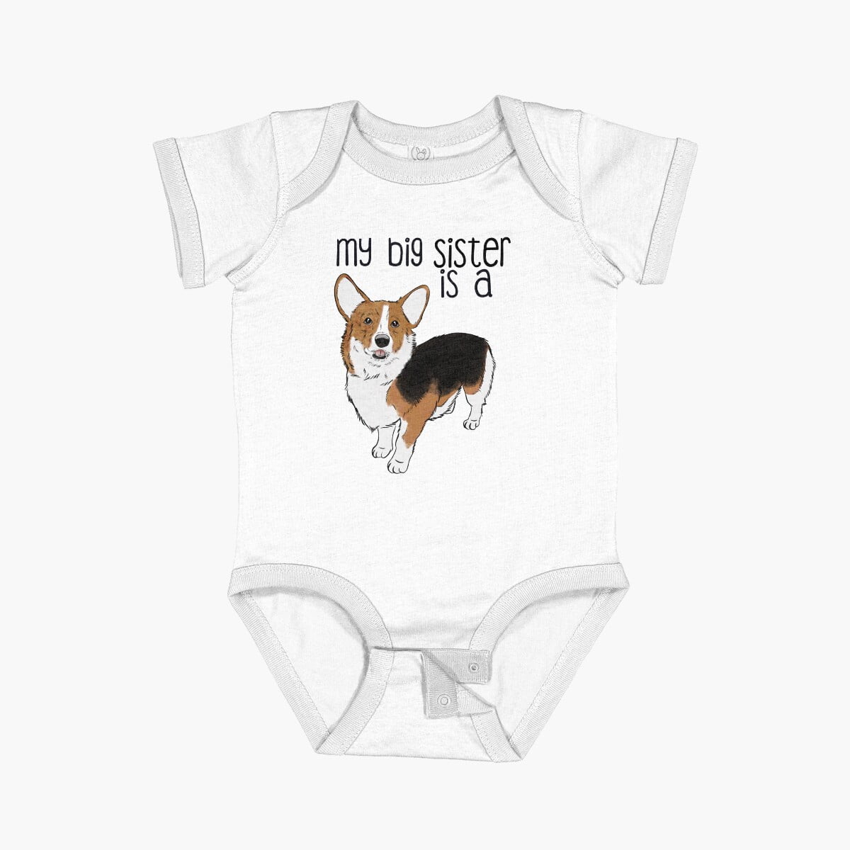 Luvly My Big Sister: Tri Color Corgi Short Sleeve Baby One-Piece, New ...