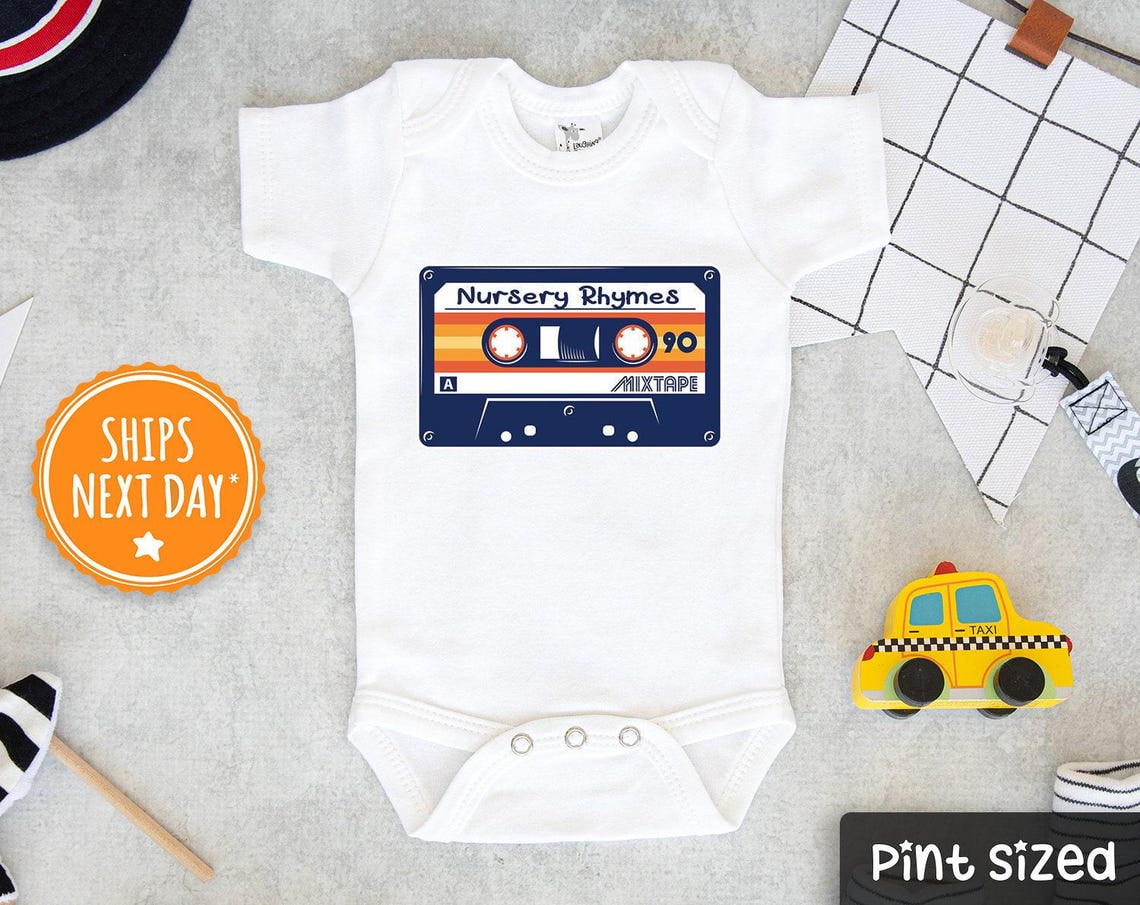 Luvly Nursery Rhymes Baby - Funny Retro Mixtape Bodysuit, New Born ...