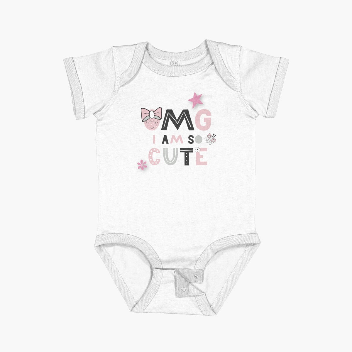 Luvly Omg I Am So Cute Pink Typography Baby Girl Short Sleeve Baby One ...