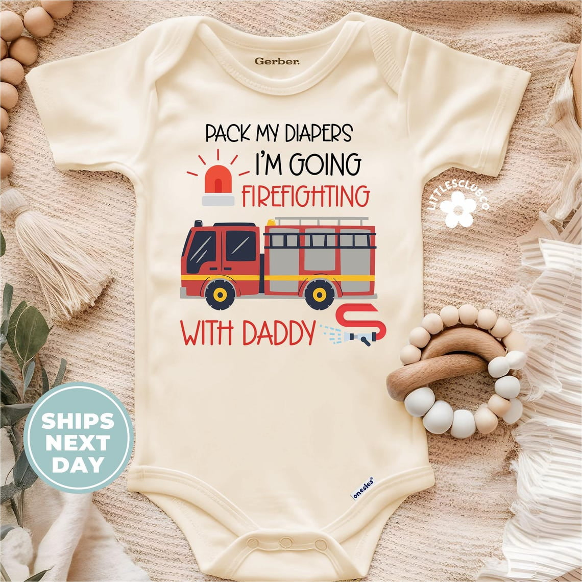 Luvly Pack My Diapers I'M Going Firefighting With Daddy, Fireman Baby ...
