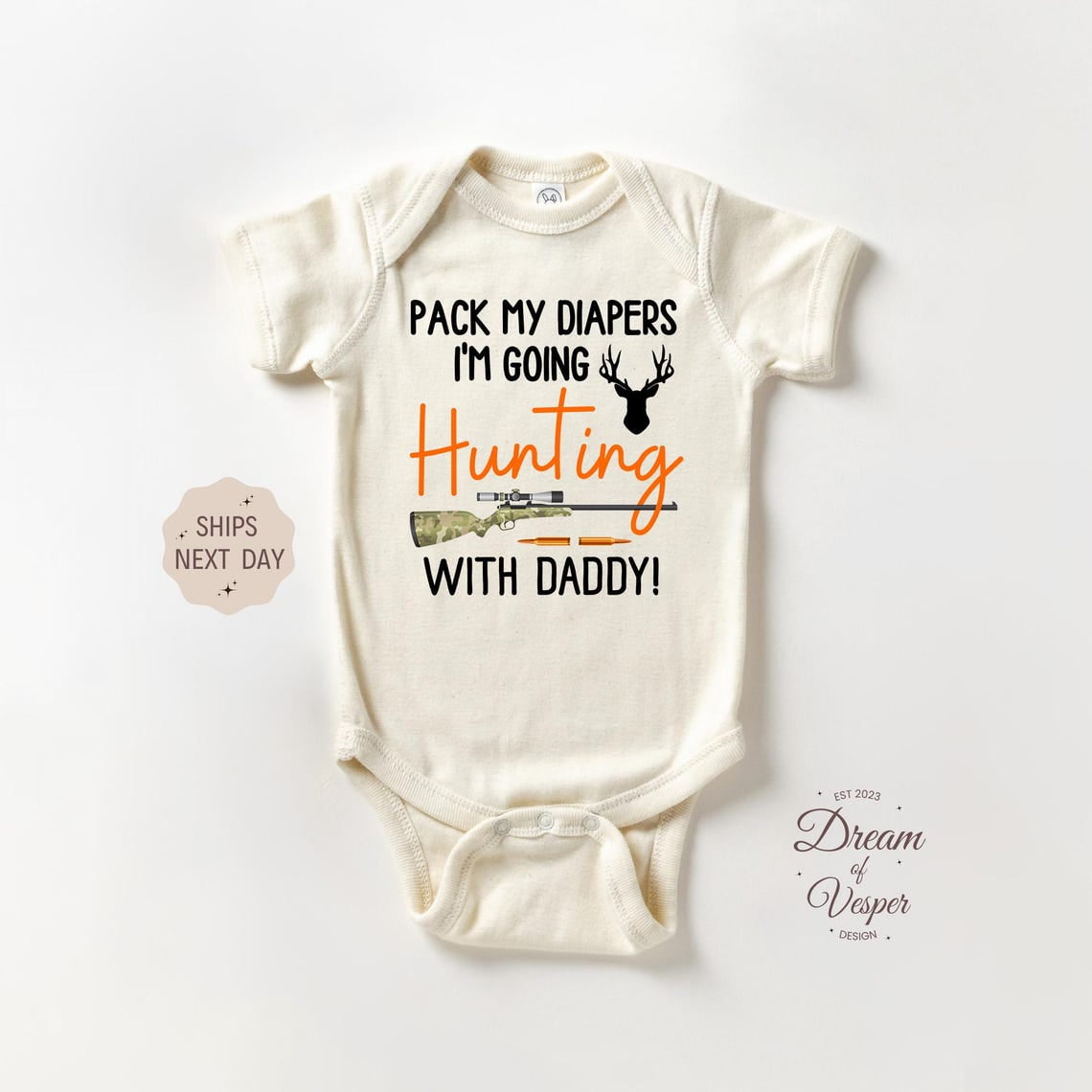 Luvly Pack My Diapers I'M Going Hunting Baby, Hunting Baby Bodysuit ...