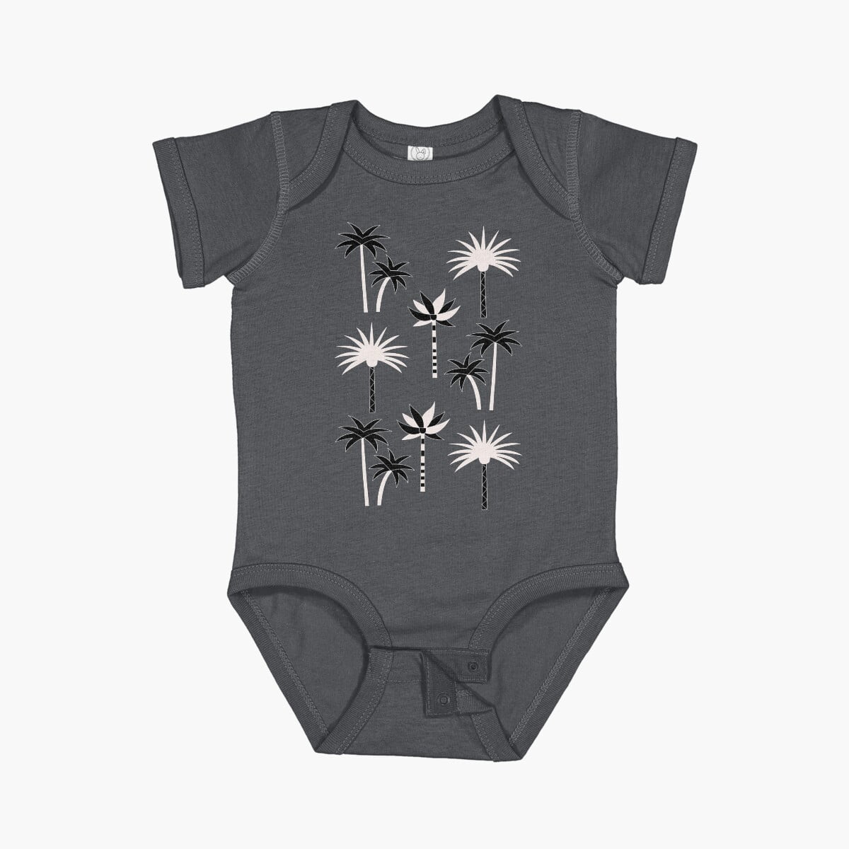 Luvly Palm Trees - Neutral Black & White Short Sleeve Baby One-Piece ...