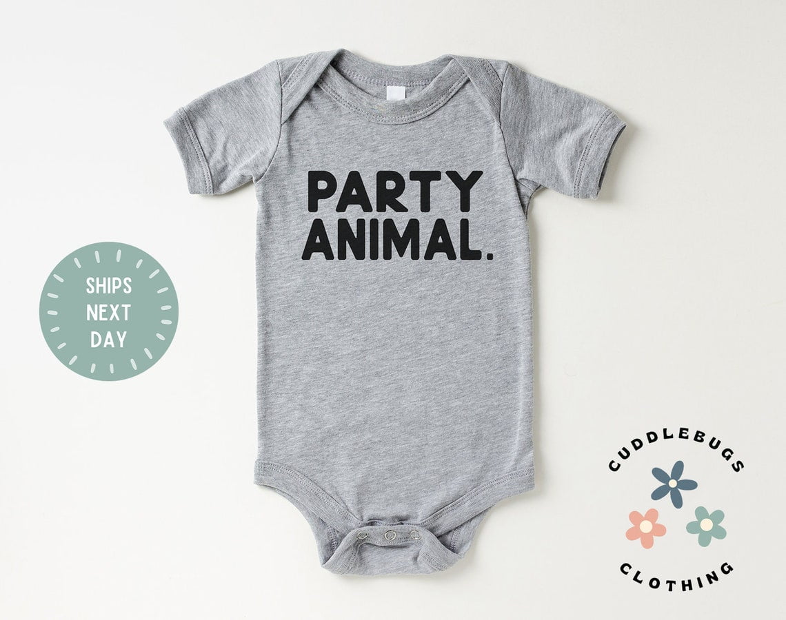 Luvly Party Animal Baby Onesies® Bodysuit - Retro Party Animal Bodysuit - Funny Baby Shower Gift ...
