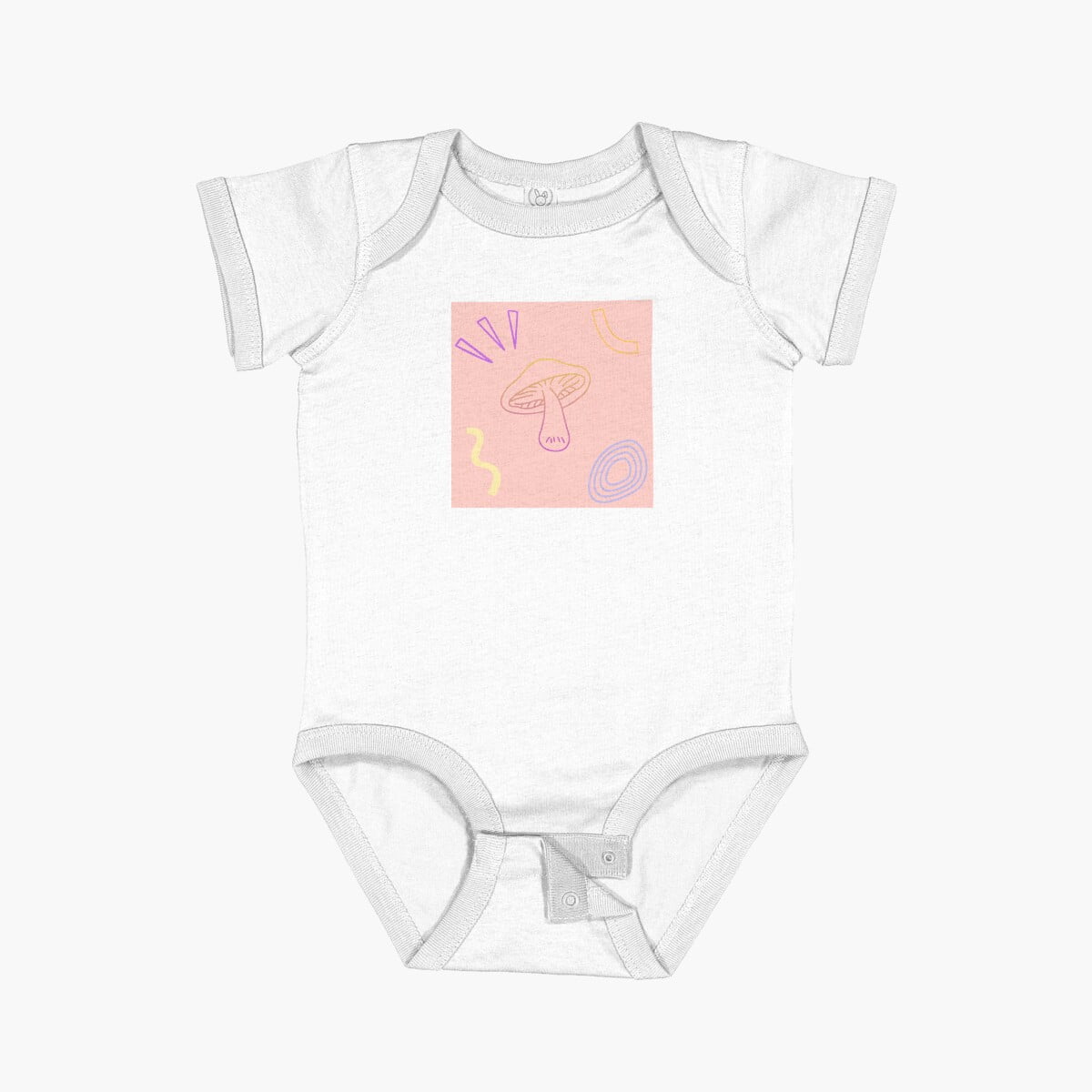 Luvly Pastel Rainbow Mushroom And Shapes Short Sleeve Baby One-Piece ...