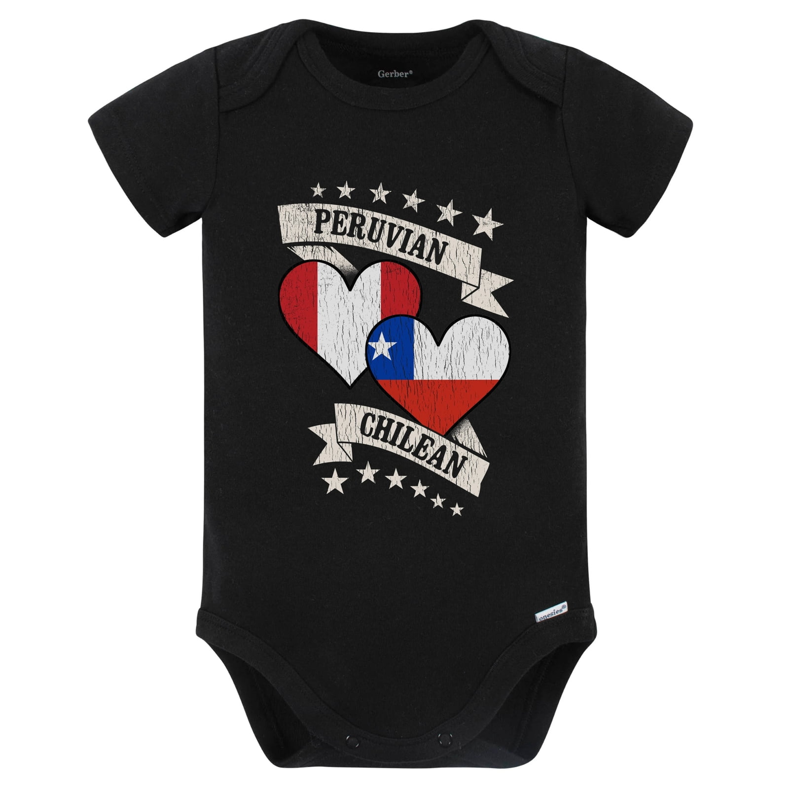 Luvly Peruvian Chilean Heart Flags Peru Chile Baby Bodysuit (Black), New Born, Baby Shower Gift ...