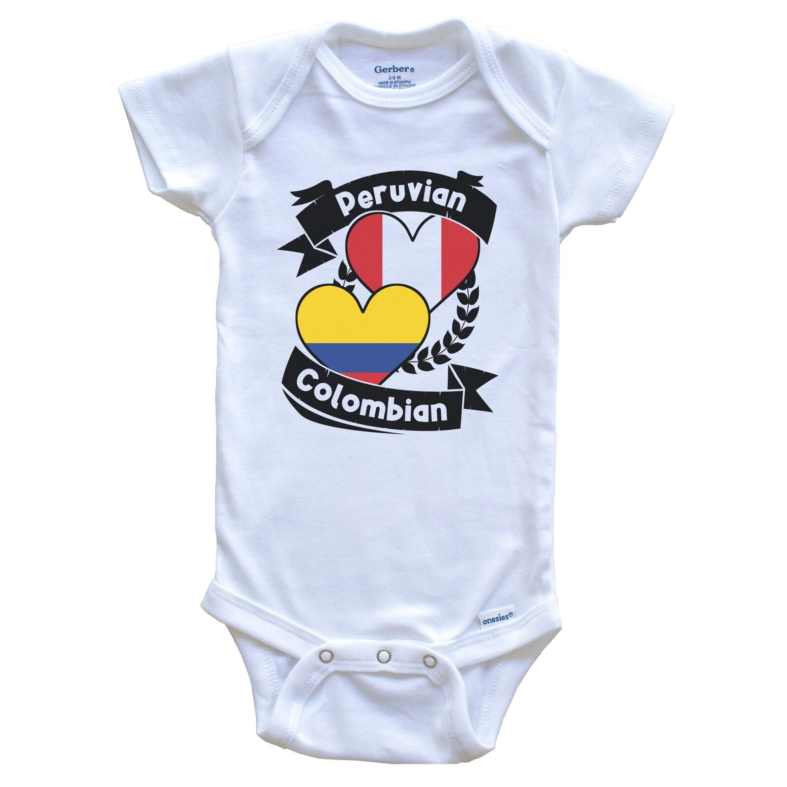 Luvly Peruvian Colombian Heart Flags Peru Colombia Baby Bodysuit, New ...