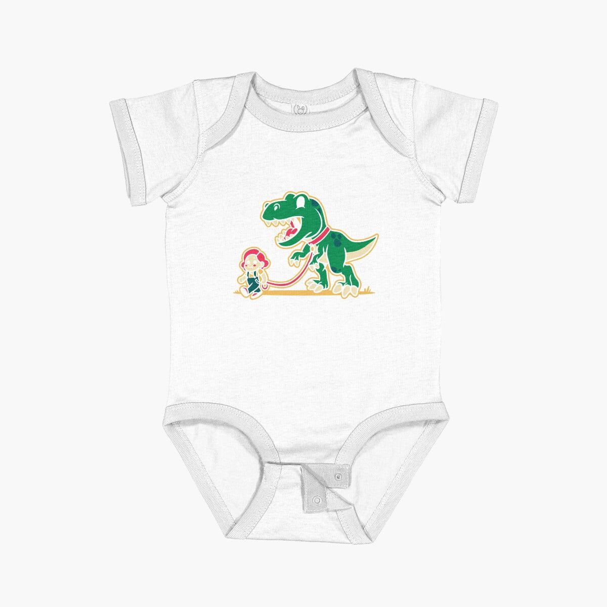 Luvly Pet On Leach Dino Nerd T Rex Dinosaur Girl Short Sleeve Baby One ...