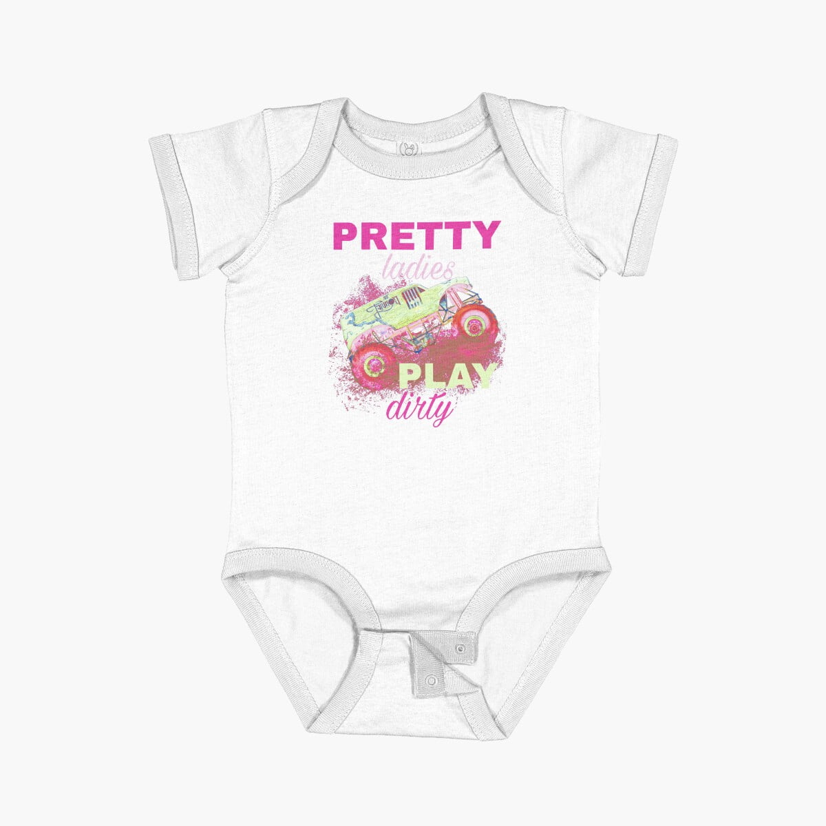 Luvly Pretty Girls Play . Monster Trucks Short Sleeve Baby One-Piece ...