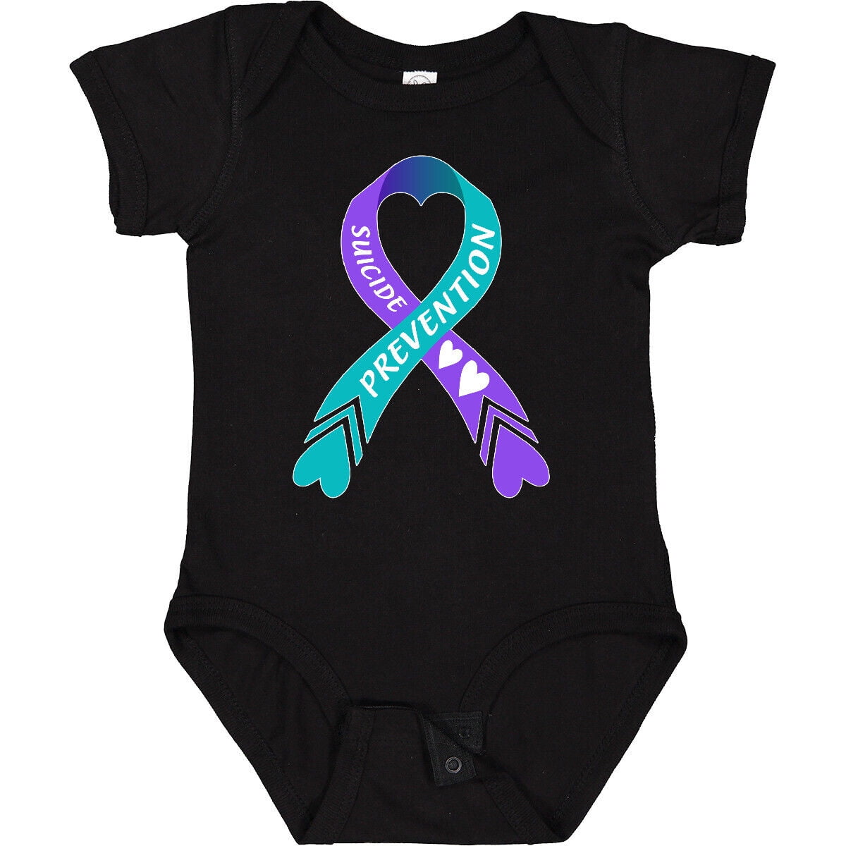 Luvly Prevention- Blue And Purple Ribbon With Hearts Baby Bodysuit, New ...