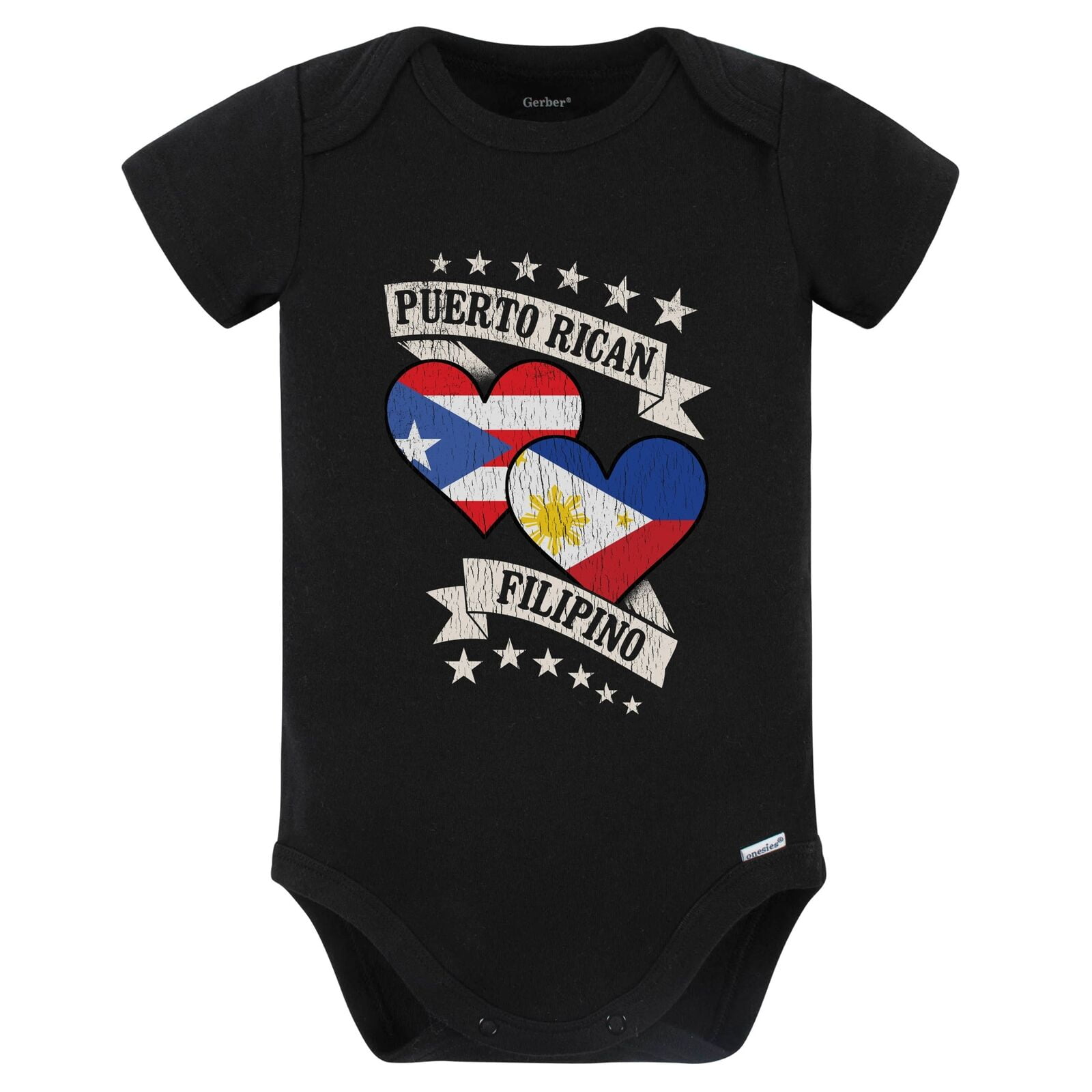 Luvly Puerto Rican Filipino Heart Flags Puerto Rico Philippines Baby ...