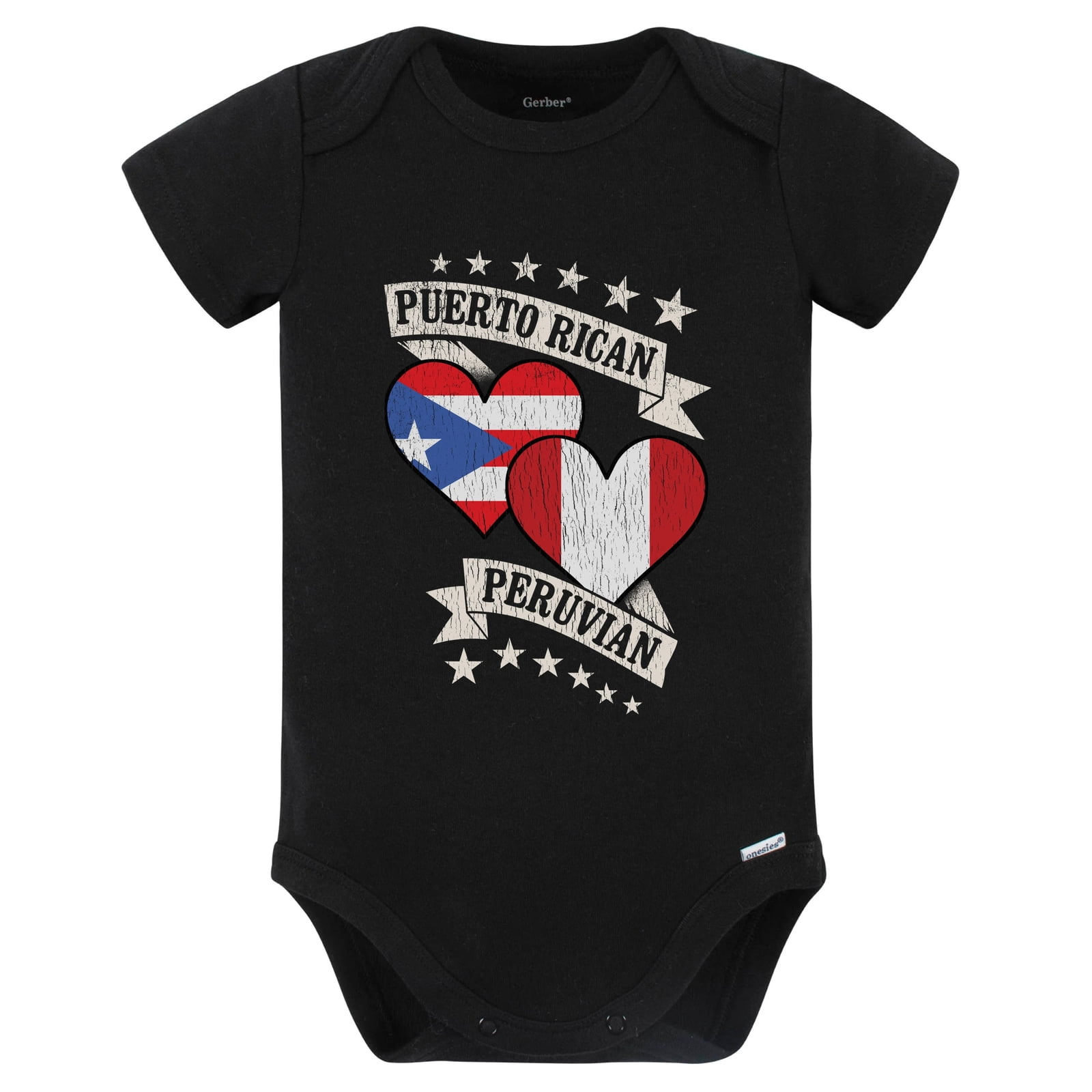 Luvly Puerto Rican Peruvian Heart Flags Puerto Rico Peru Baby Bodysuit ...