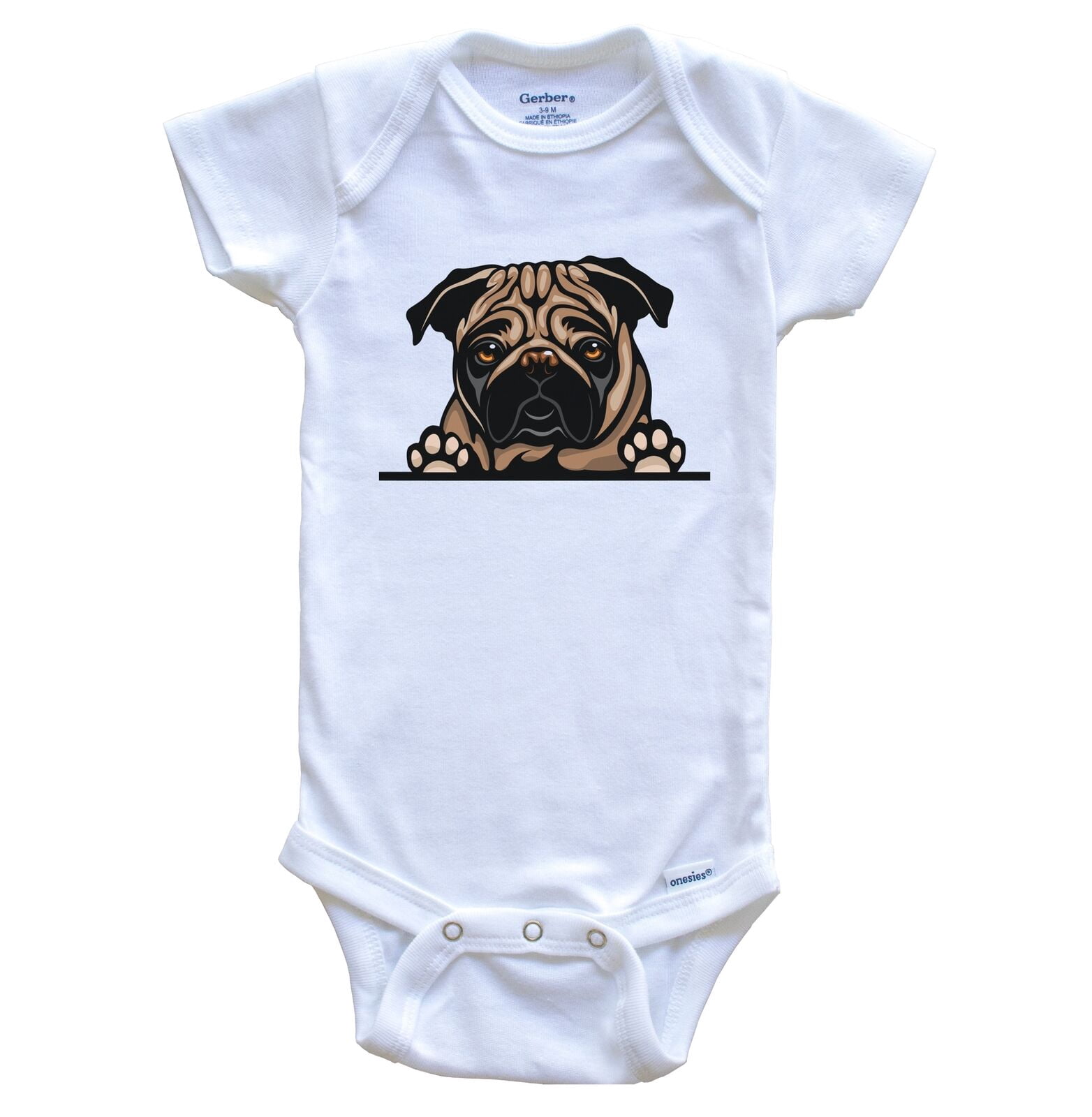 Luvly Pug Dog Breed Cute One Piece Baby Bodysuit, New Born, Baby Shower ...