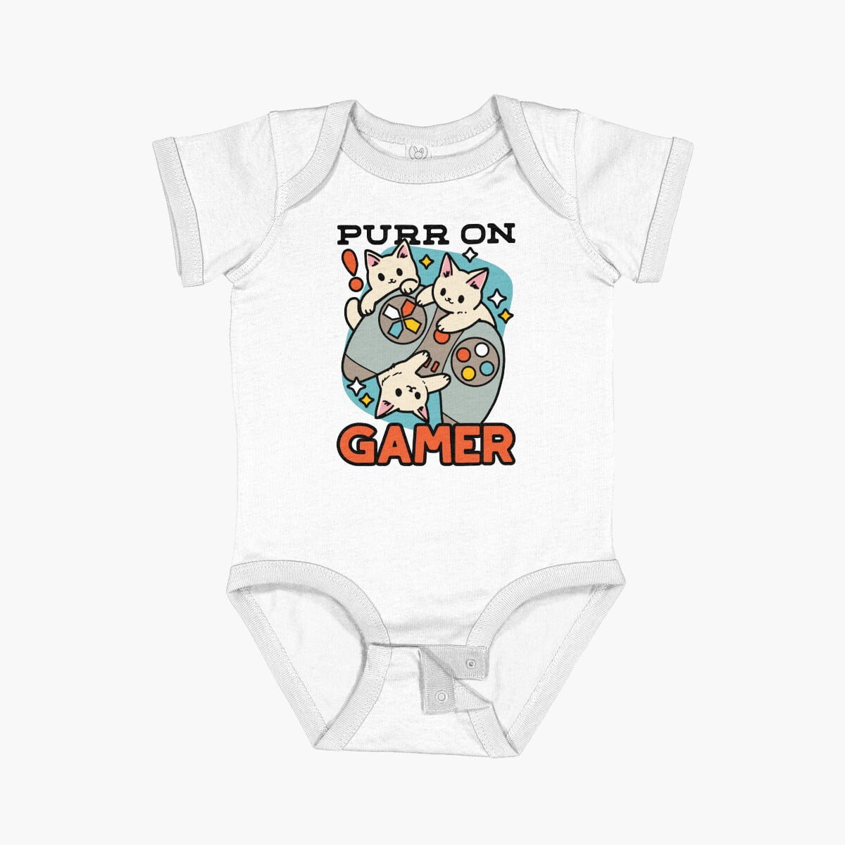 Luvly Purr On Gamer - Cute Cat Gaming Design Short Sleeve Baby One ...