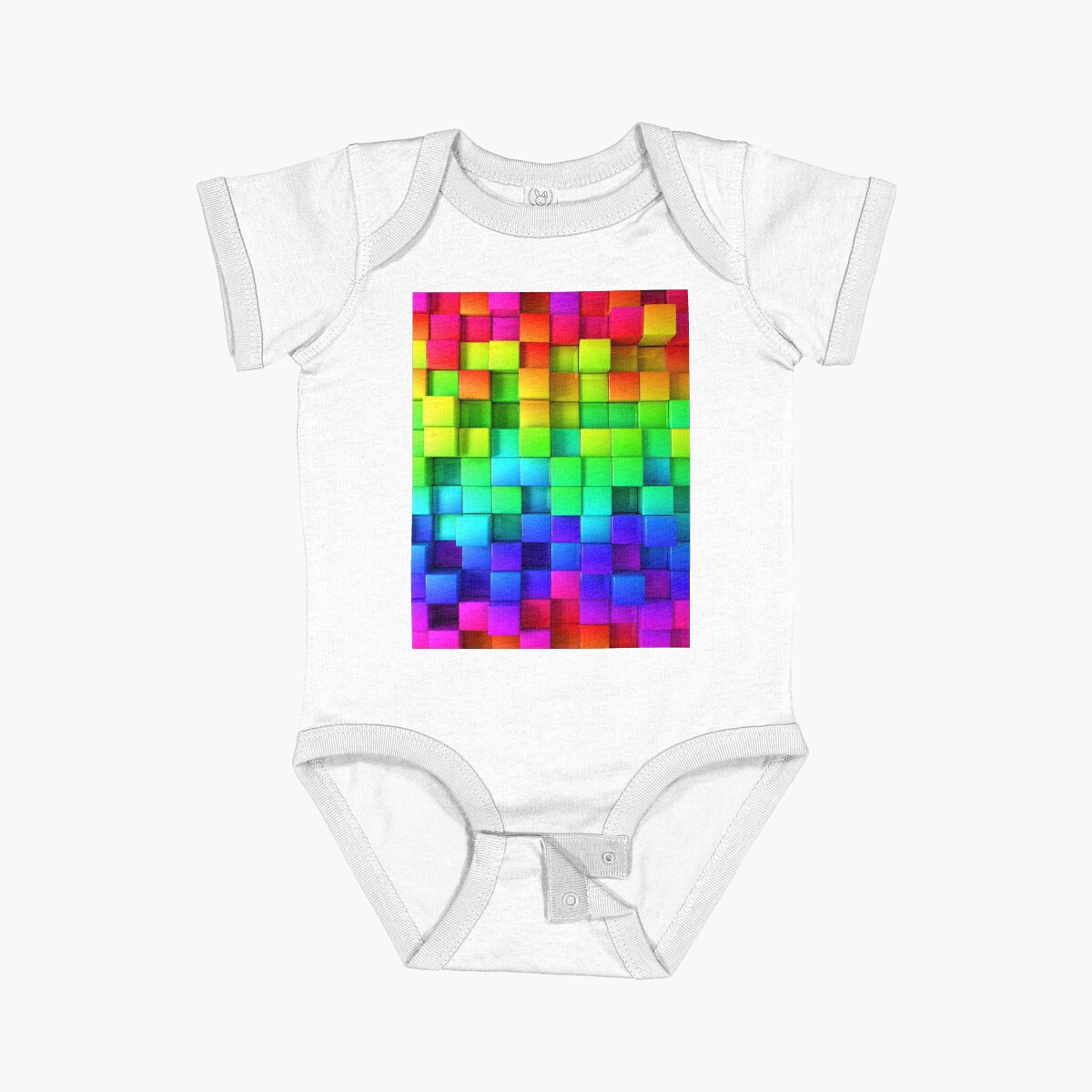 Luvly Rainbow 3D Cube Graphics Short Sleeve Baby One-Piece, New Born ...