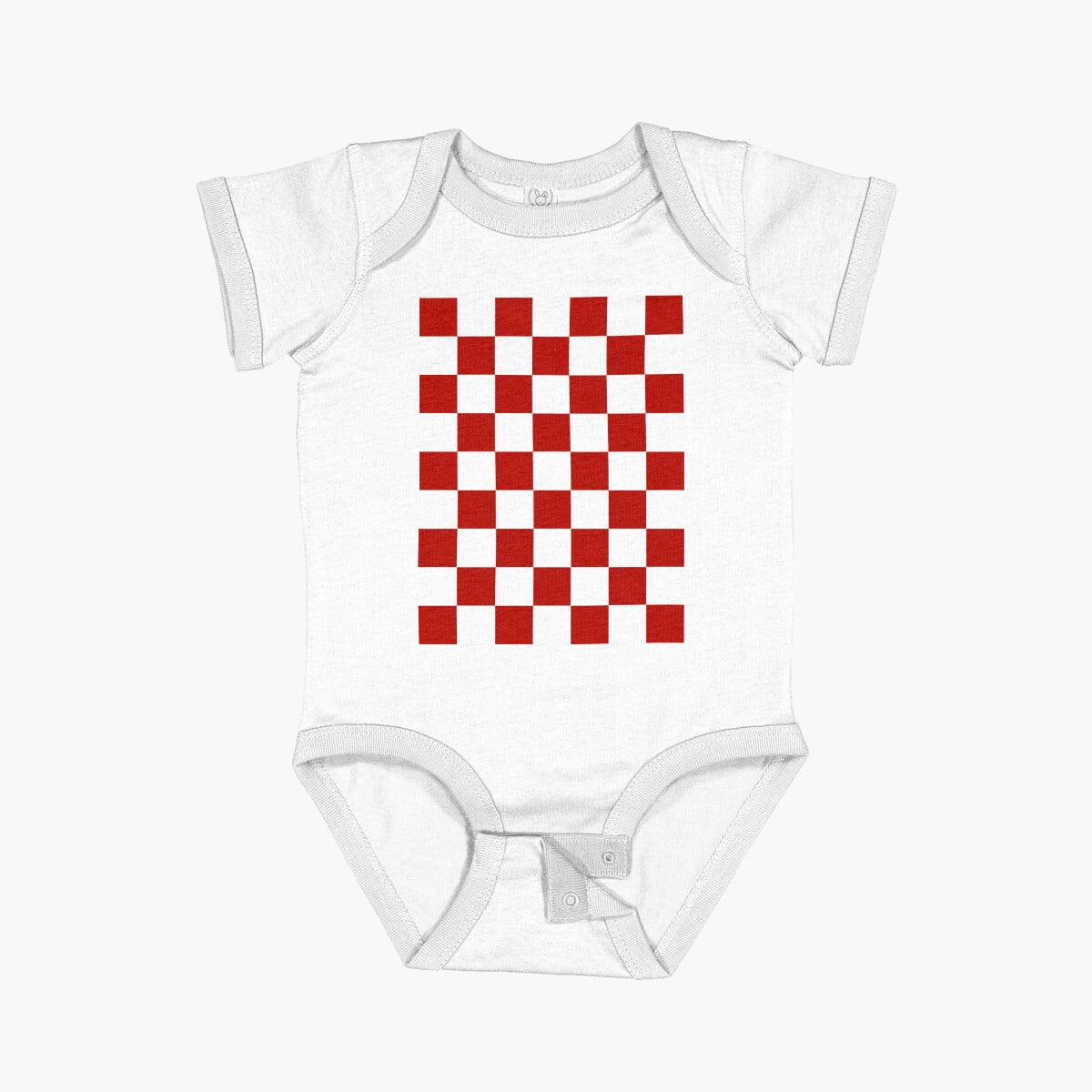 Luvly Red White Checkered Squares Geometric Retro Pattern Short Sleeve ...