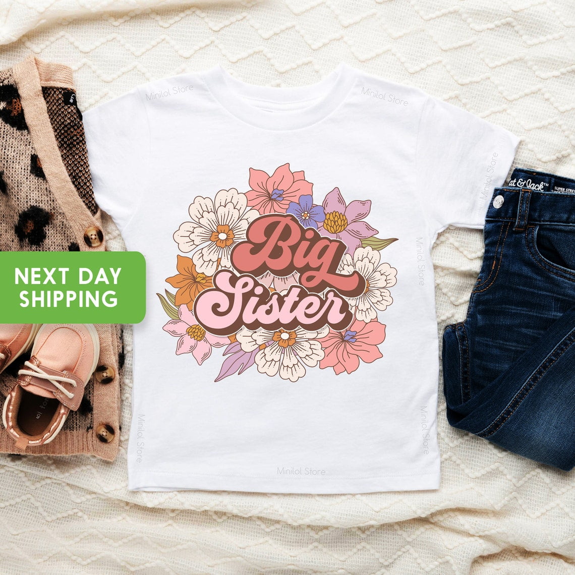 Luvly Retro Big Sis Sister Shirt, Sister Shirts, Big Sis, Big Sister Reveal, Big Sister ...