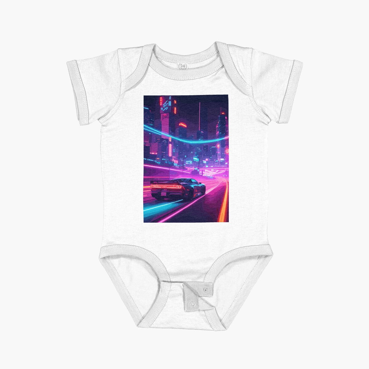 Luvly Retro Night Car Poster Short Sleeve Baby One-Piece, New Born ...
