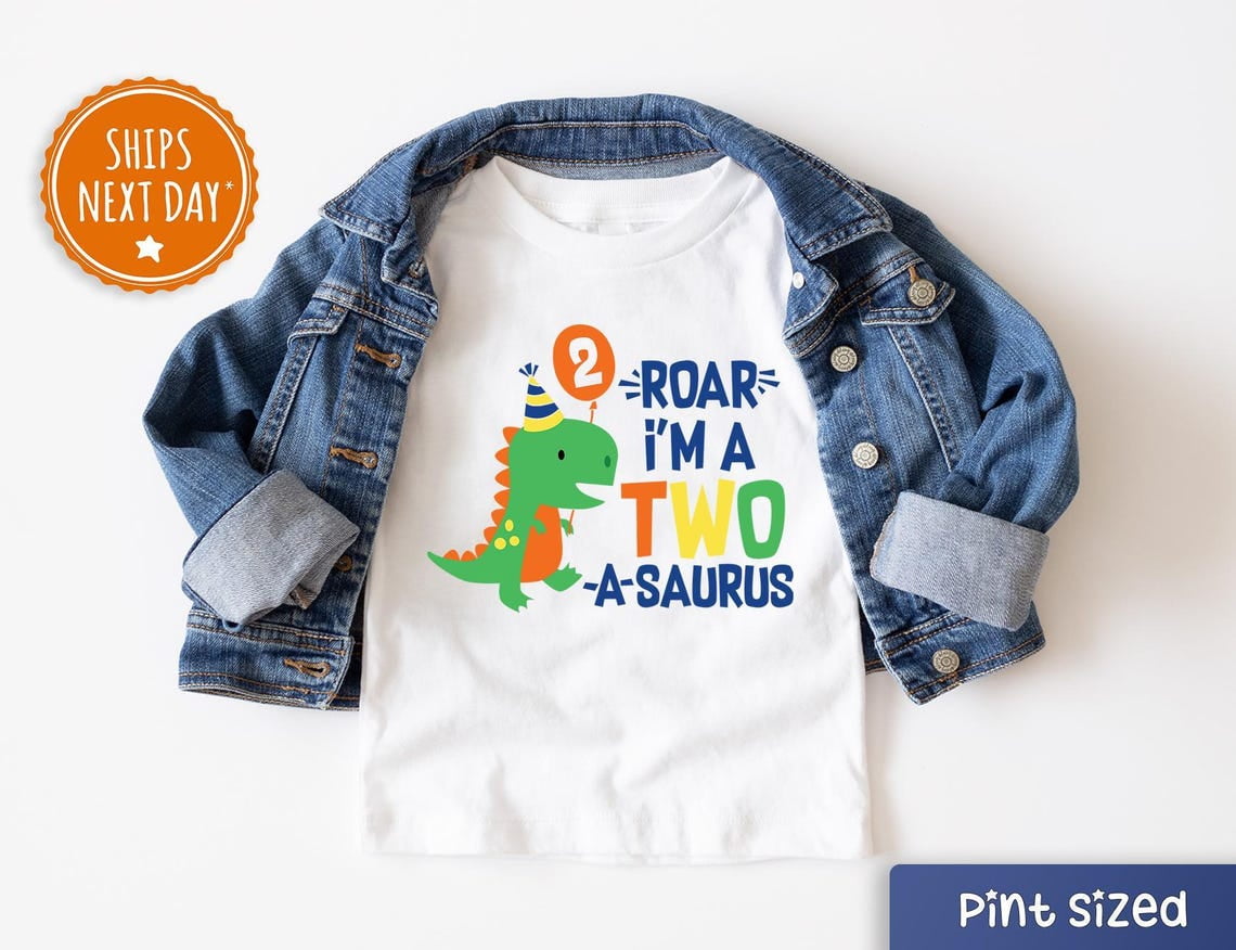 Luvly Roar I'M A Two-A-Saurus Birthday Boy Toddler Shirt - 2Nd Birthday ...