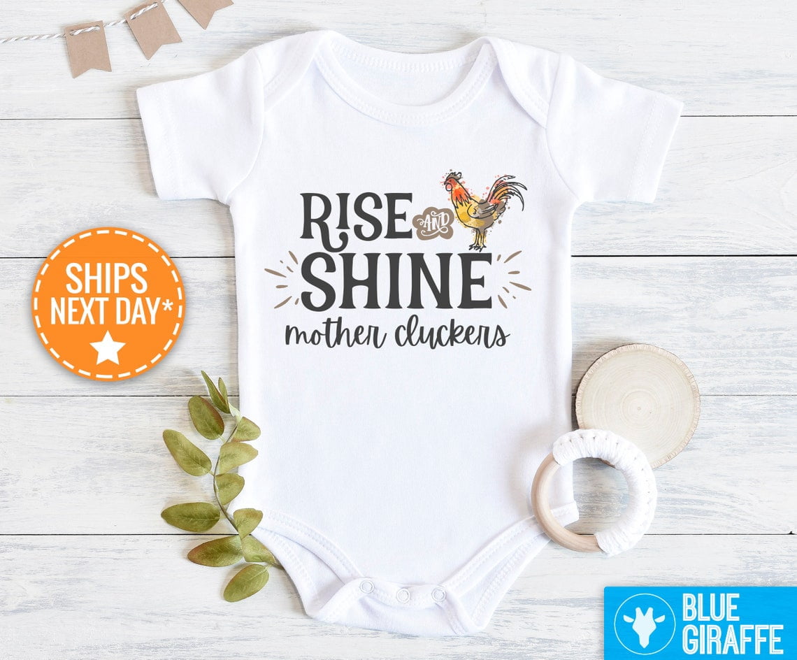 Luvly Rooster Rise And Shine Mother Cluckers, Farm Themed Onesie, Baby ...
