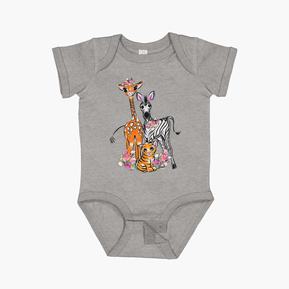 Luvly Safari Buddies, Giraffe, Zebra, Lion Cub, Pink Watercolor Floral ...