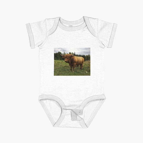Luvly Scottish Highland Cattle Bull 2525 Short Sleeve Baby One-Piece ...