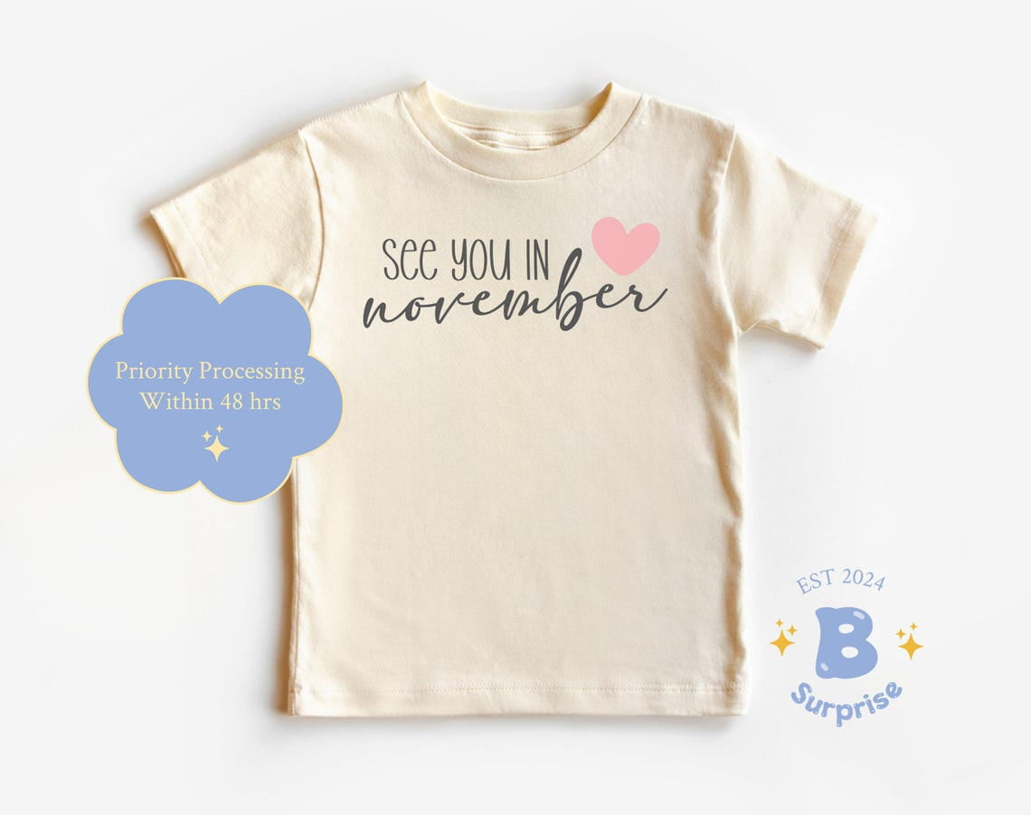 Luvly See You In November | Baby Announcement Shirt | Heart Design ...