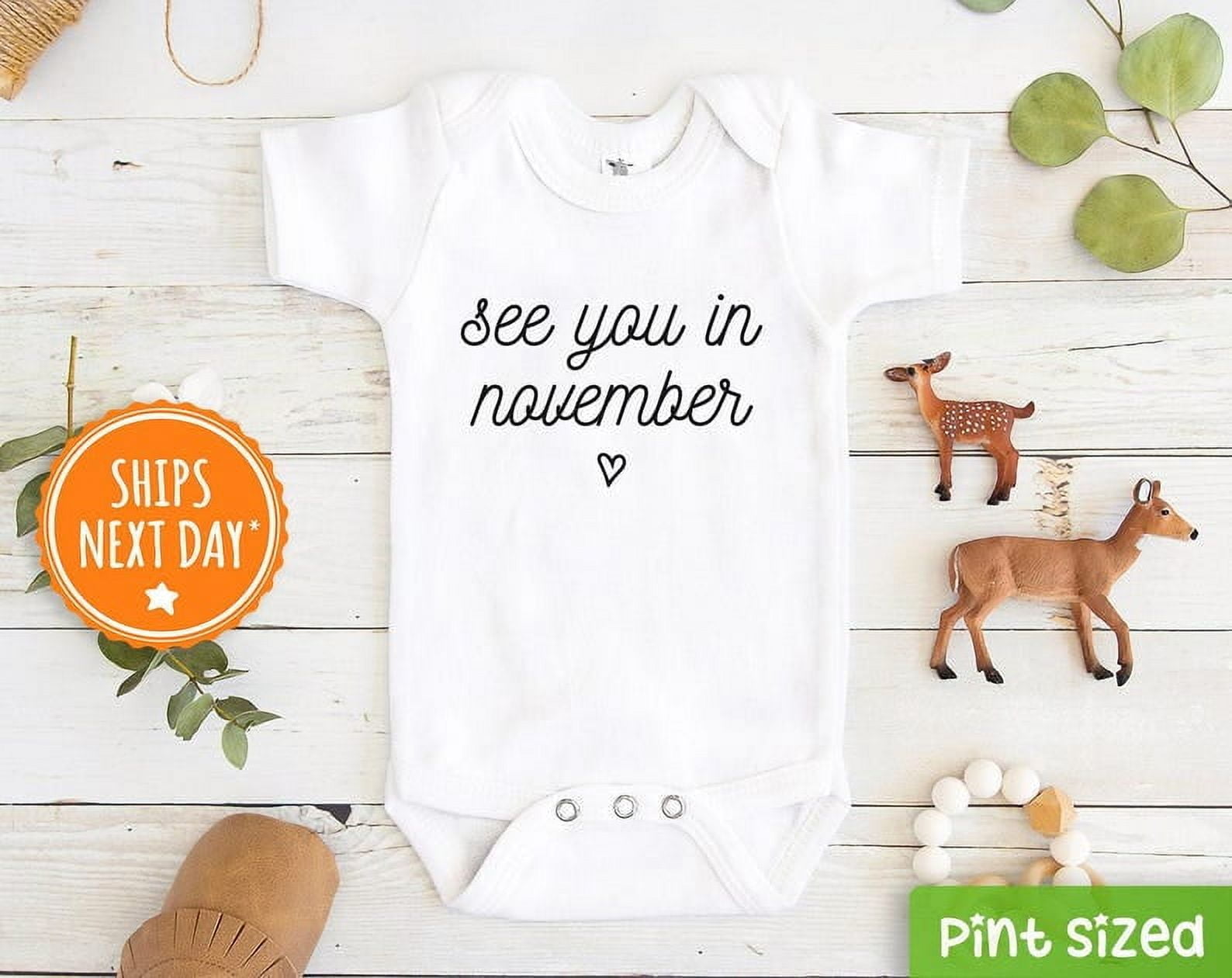 Luvly See You In November Pregnancy Announcement Baby Onesies® - Coming ...