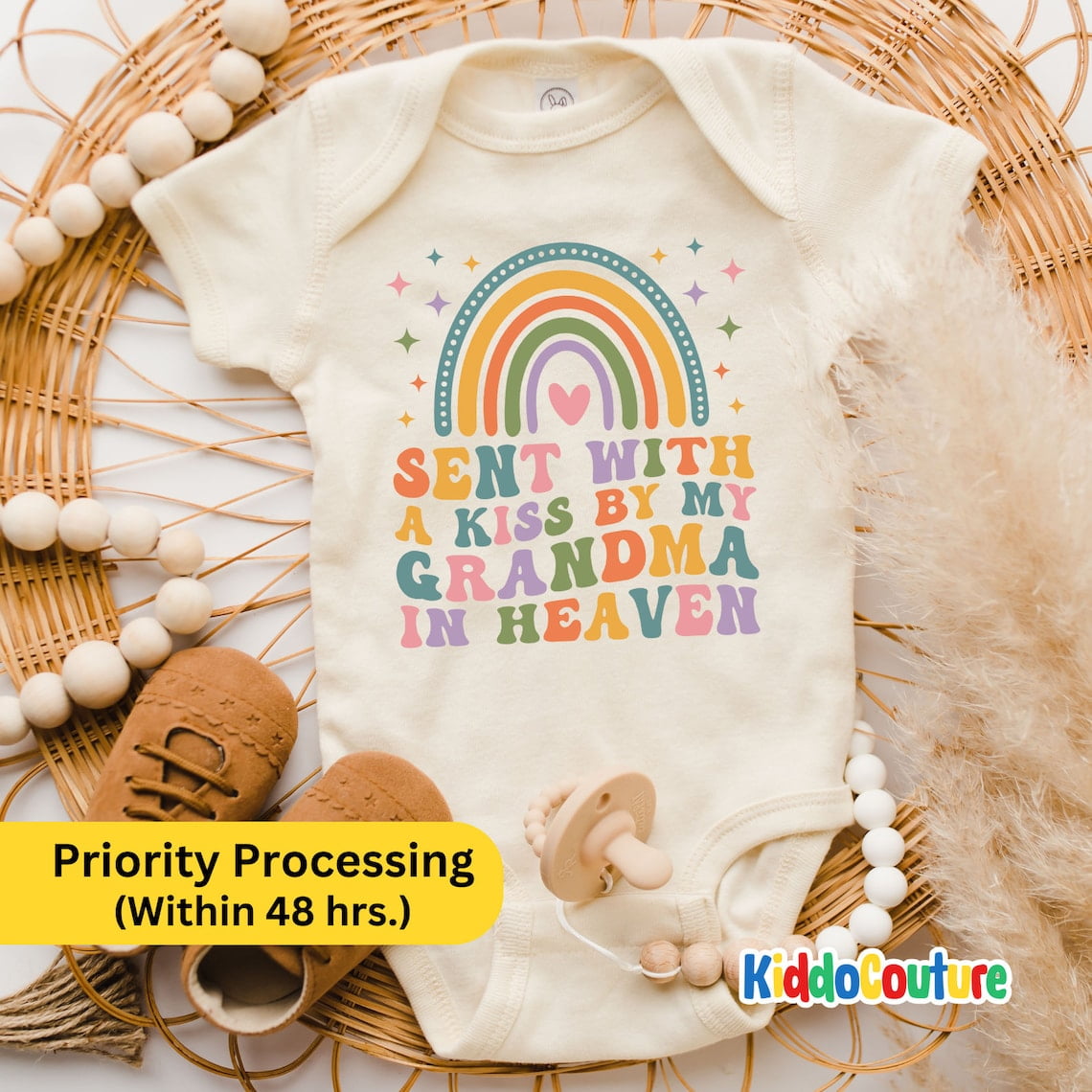 Luvly Sent With A Kiss By My Grandma In Heaven, Grandma In Heaven Retro Baby, Grandma In Heaven ...