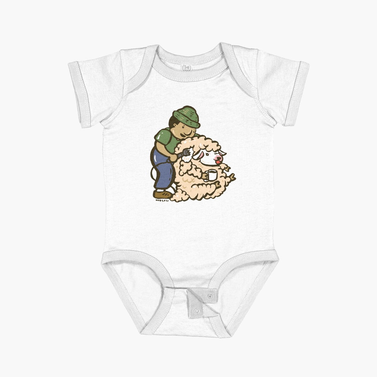 Luvly Sheep Shearing Cartoon #2 Short Sleeve Baby One-Piece, New Born ...