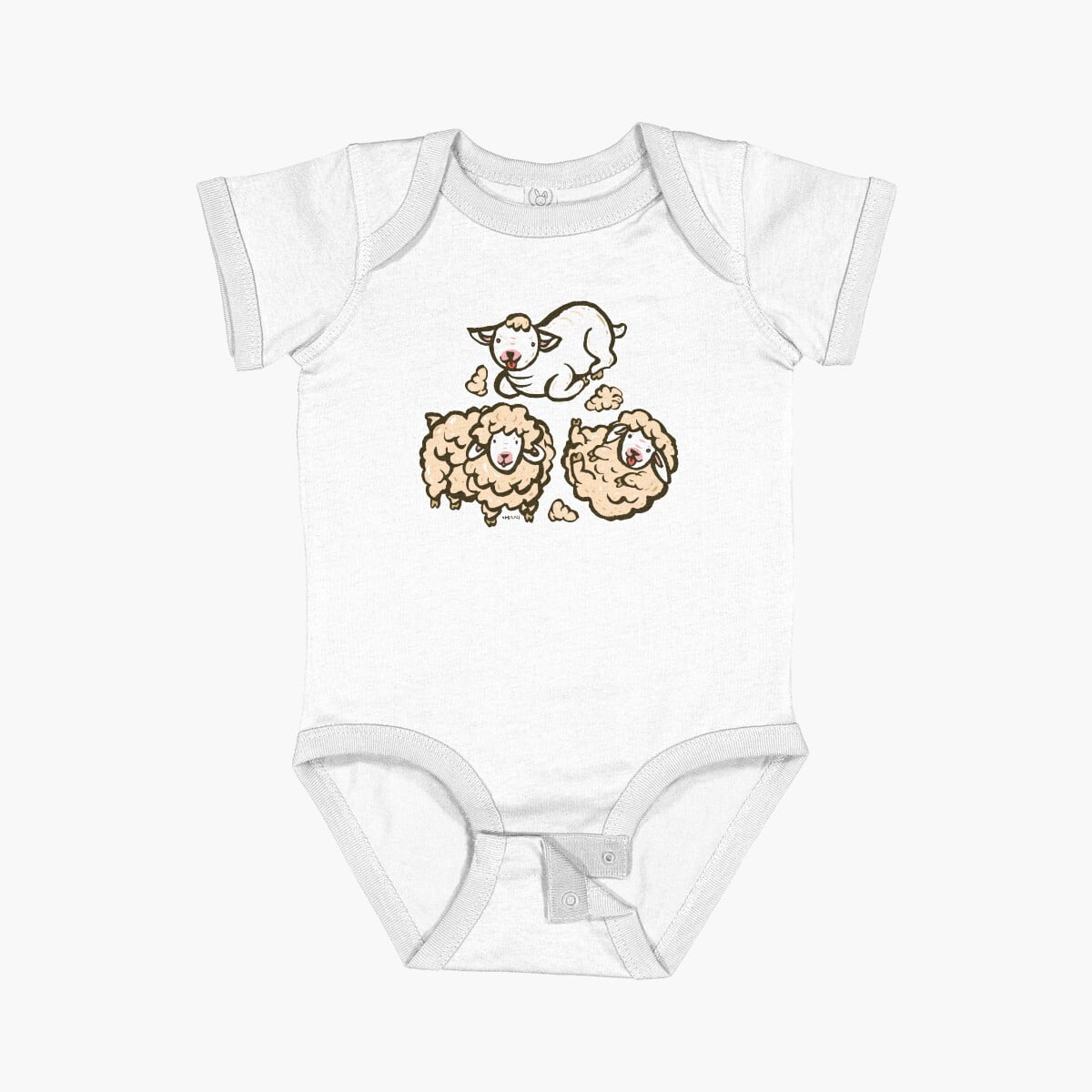 Luvly Sheep Shearing Cartoon #4 Short Sleeve Baby One-Piece, New Born ...