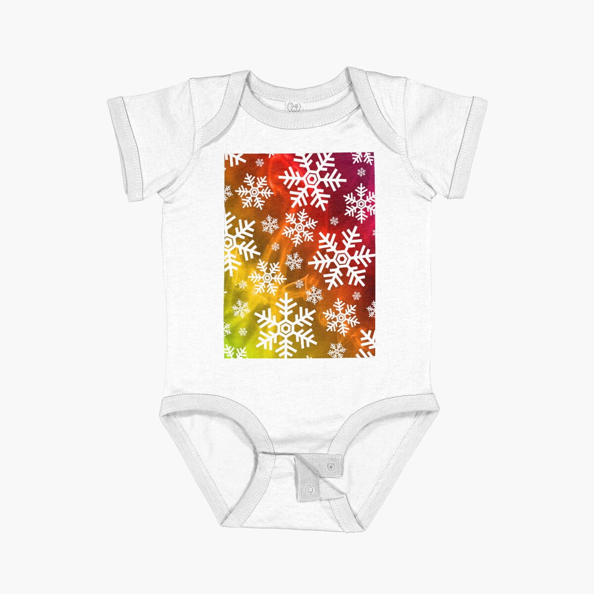 Luvly Simple White Snowflakes Pattern On Rainbow Fog Short Sleeve Baby ...