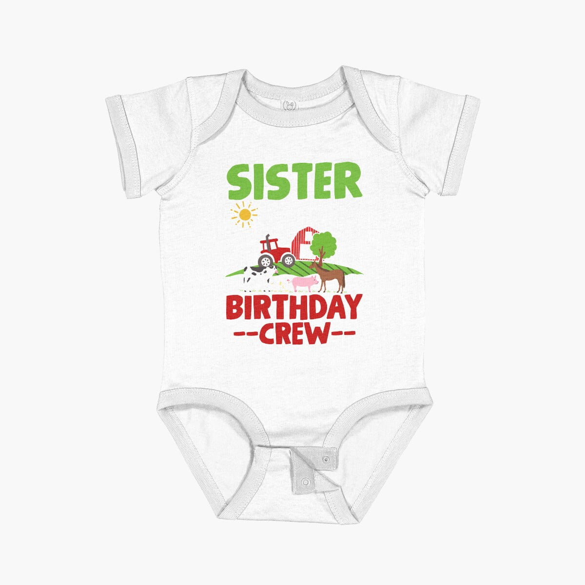Luvly Sister Farm Animals Tractor Birthday Short Sleeve Baby One-Piece ...