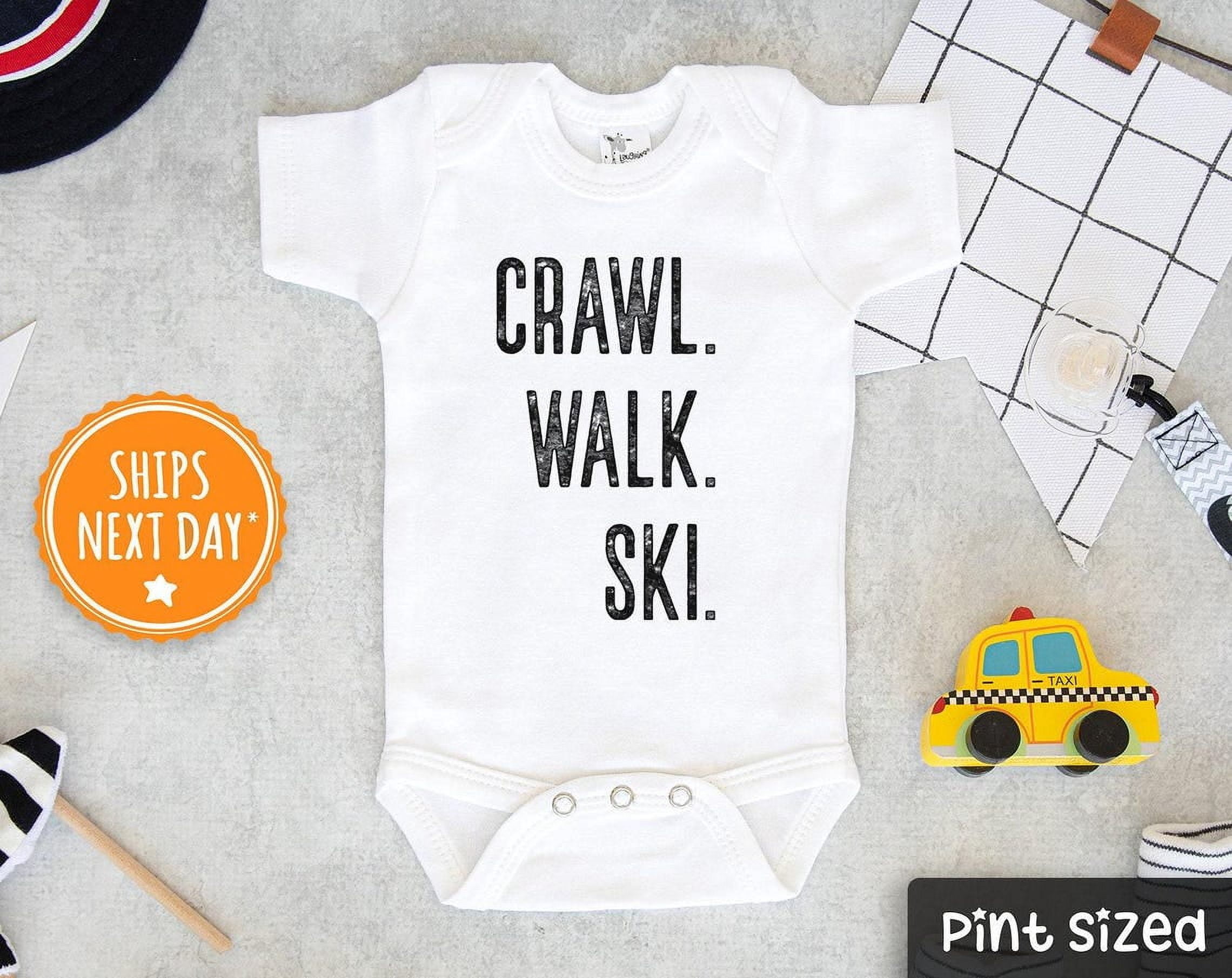 Luvly Ski Baby - Crawl- Walk- Ski Baby - Cute Skiing Lover Bodysuit ...