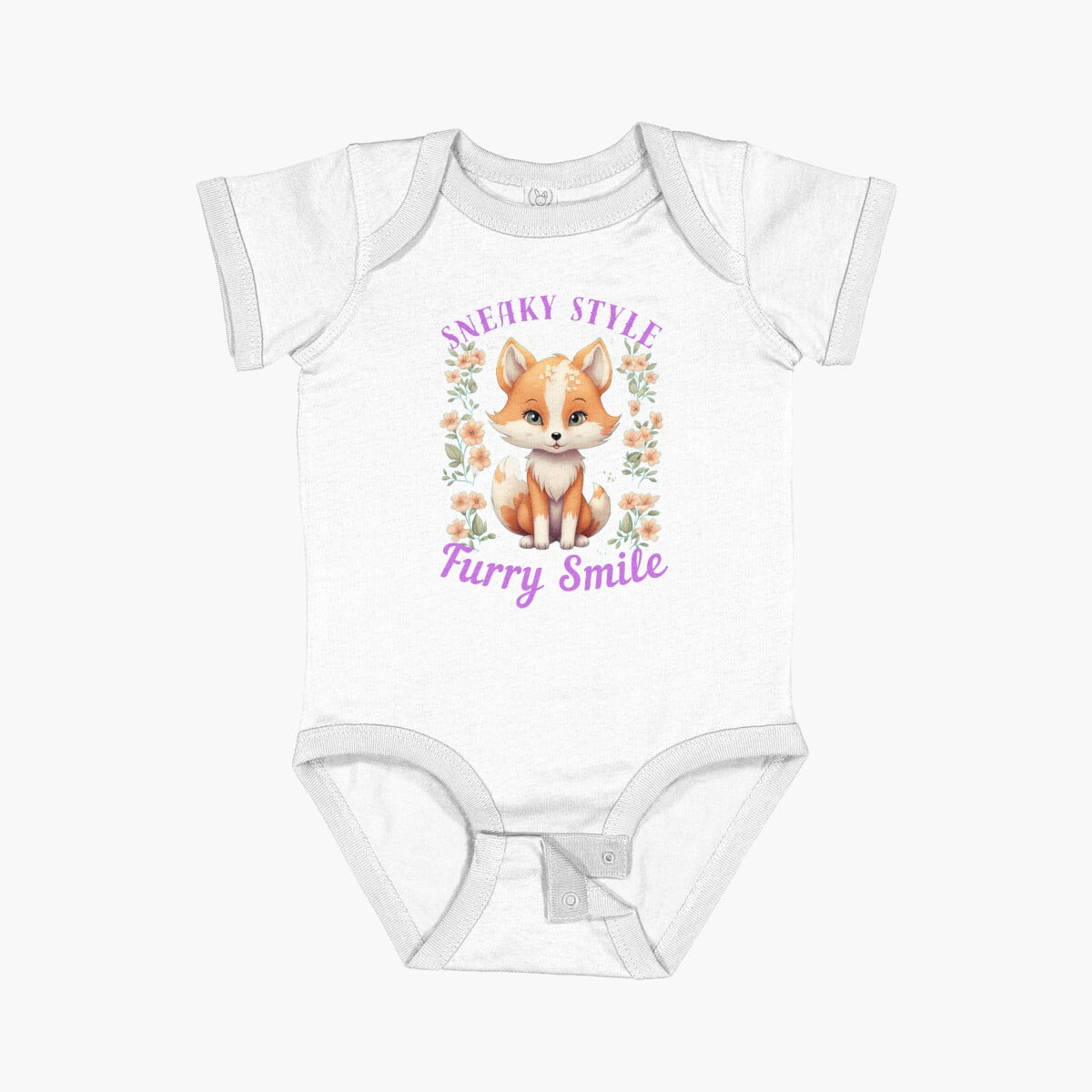 Luvly Sneaky Style, Furry Smile. Fox Boho Short Sleeve Baby One-Piece ...