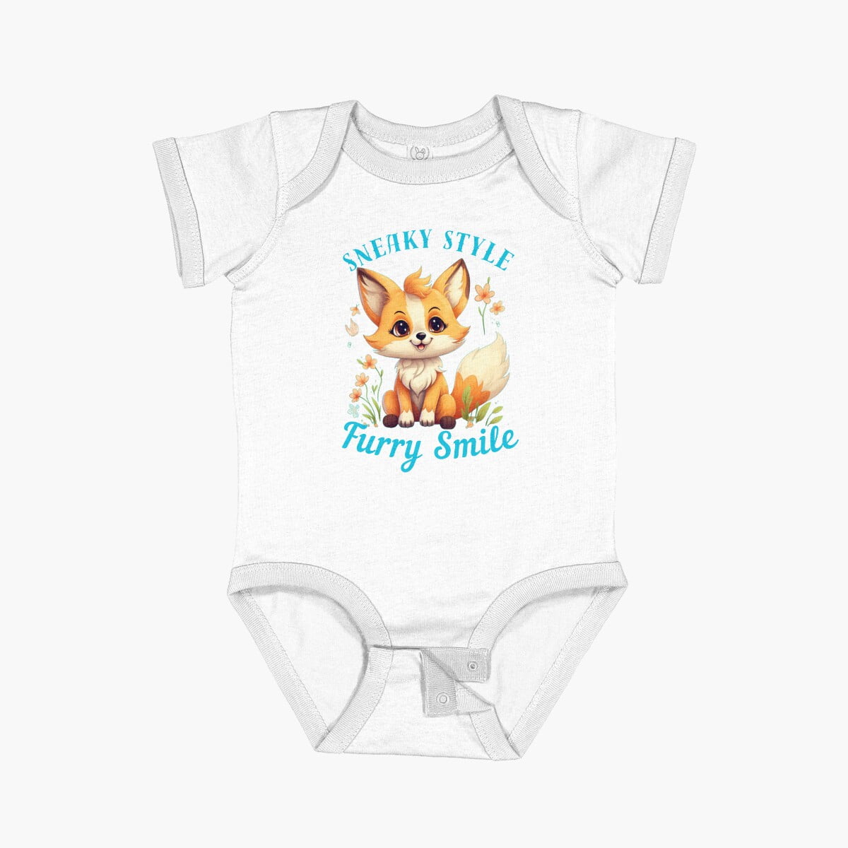 Luvly Sneaky Style, Furry Smile. Fox Face Short Sleeve Baby One-Piece ...