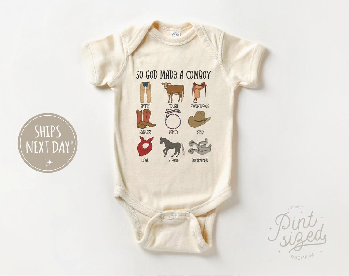 Luvly So God Made A - Cute Western Bodysuit - Vintage Natural Baby ...
