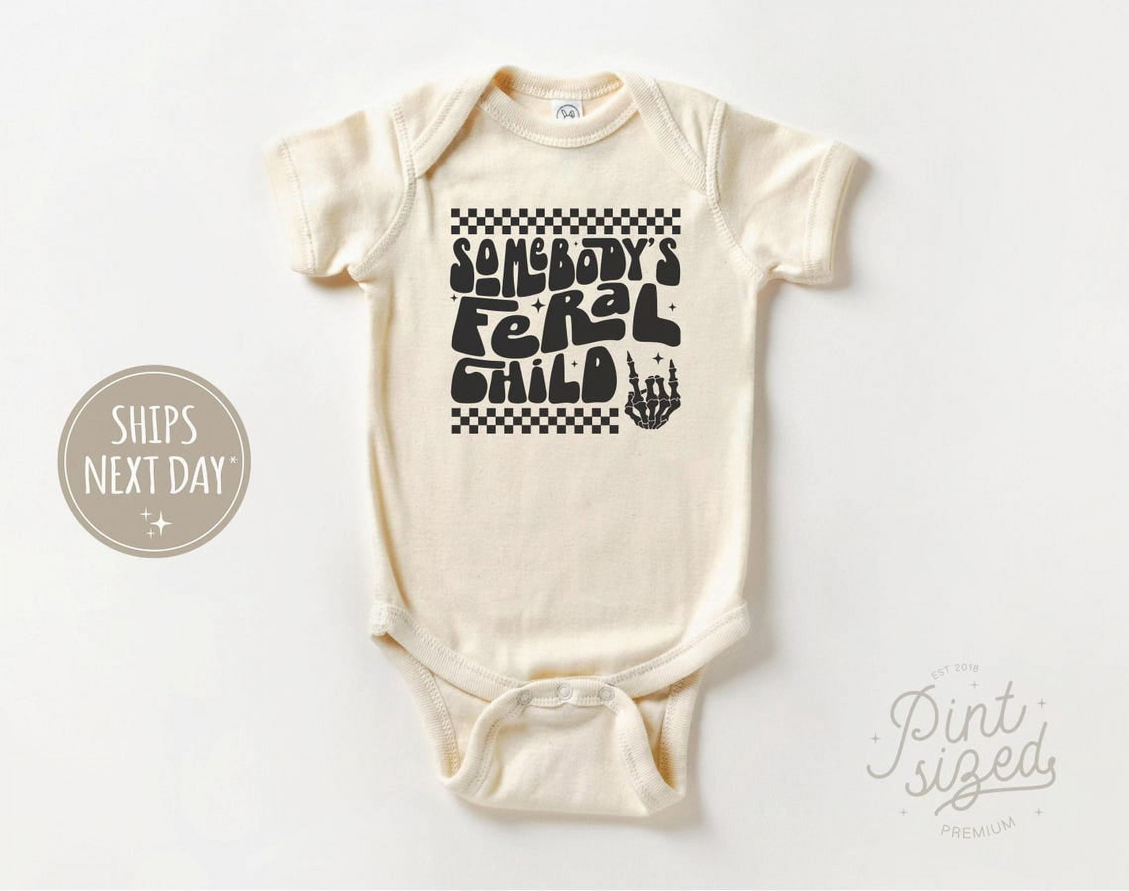 Luvly Somebody'S Feral Child Baby - Funny Unibodysuit - Edgy Wild Child ...