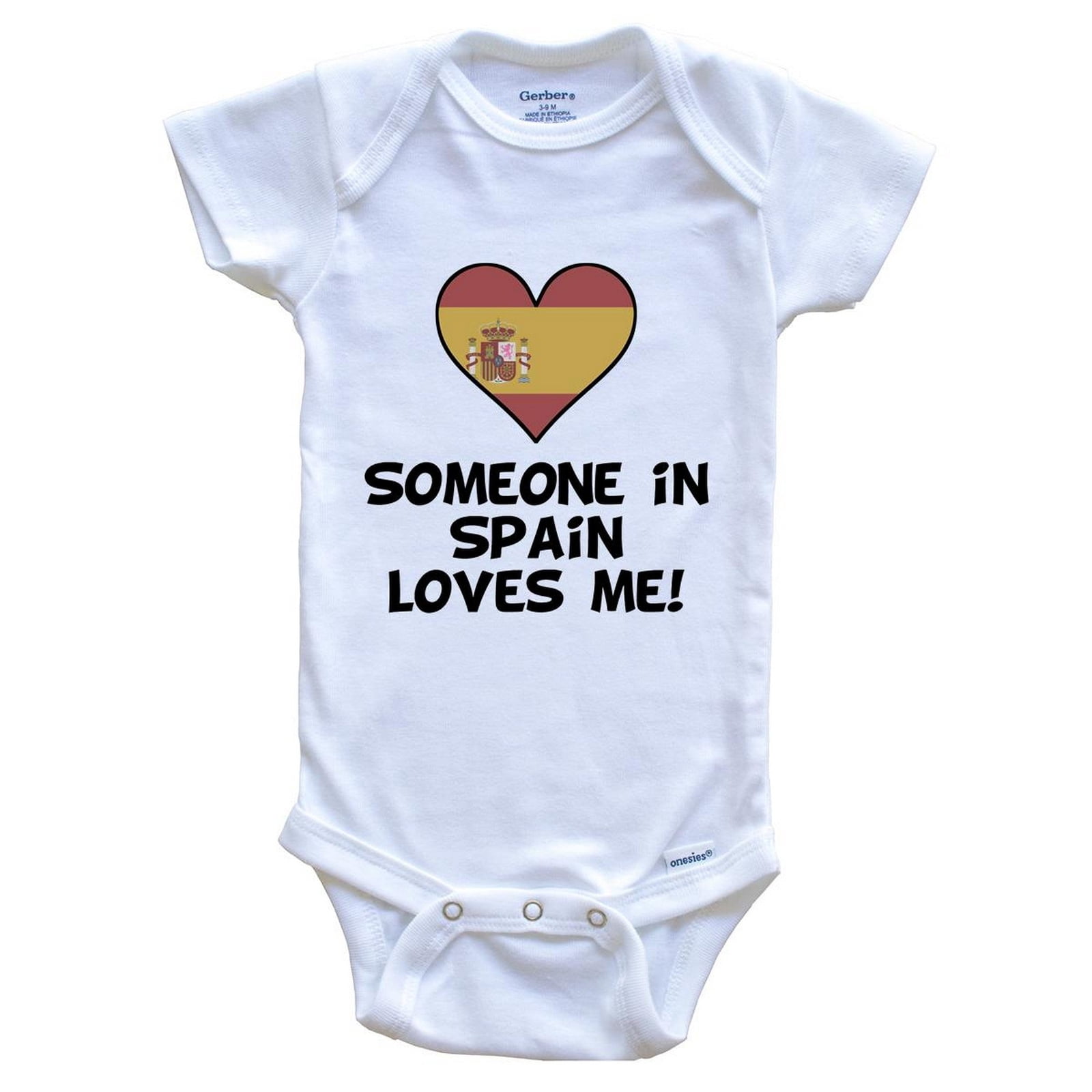 Luvly Someone In Spain Loves Me Spanish Flag Heart One Piece Baby ...