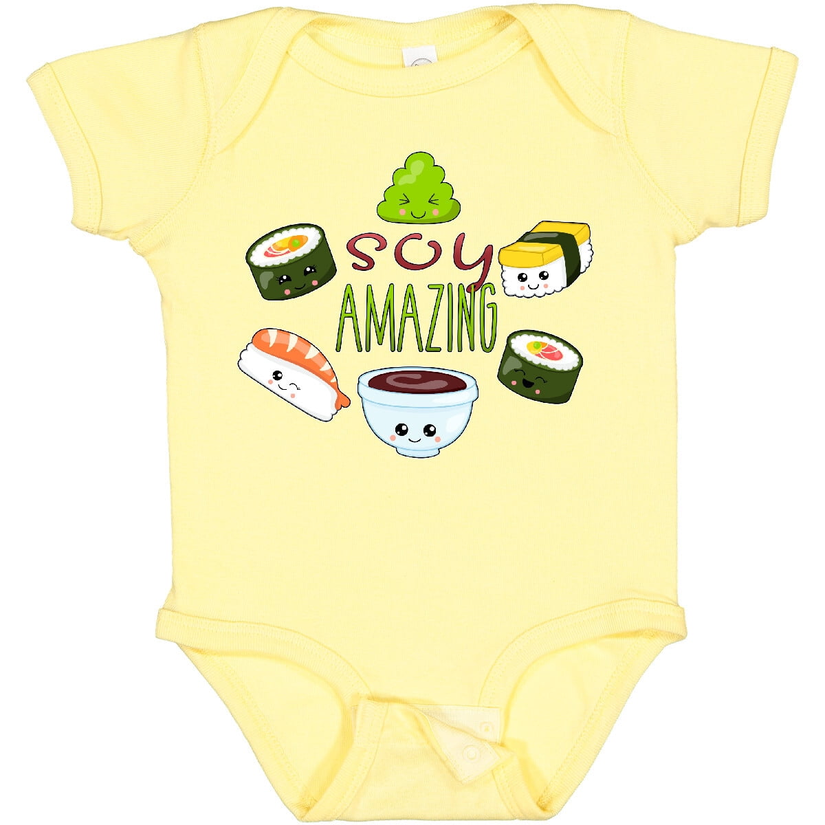 Luvly Soy Amazing- Cute Sushi And Wasabi Baby Bodysuit Food Dip Chops ...