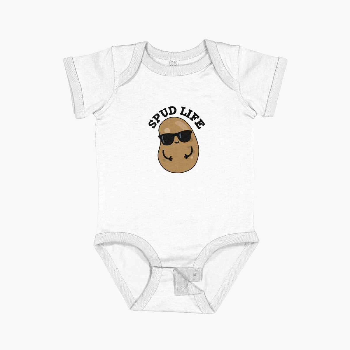 Luvly Spud Life Funny Potato Puns Short Sleeve Baby One-Piece, New Born ...