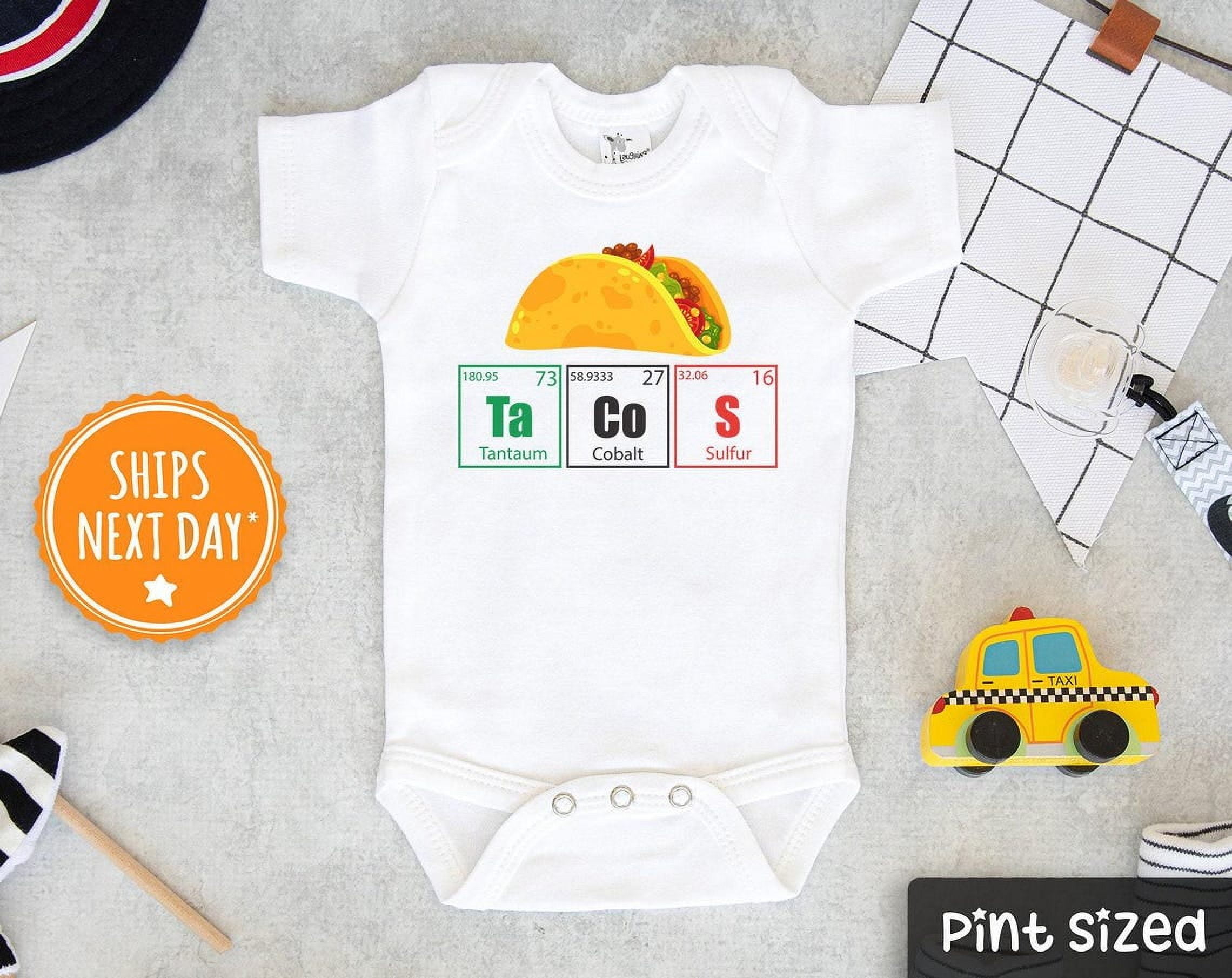 Luvly Taco Baby - Cute Cinco De Mayo Periodic Table Tacos Bodysuit ...