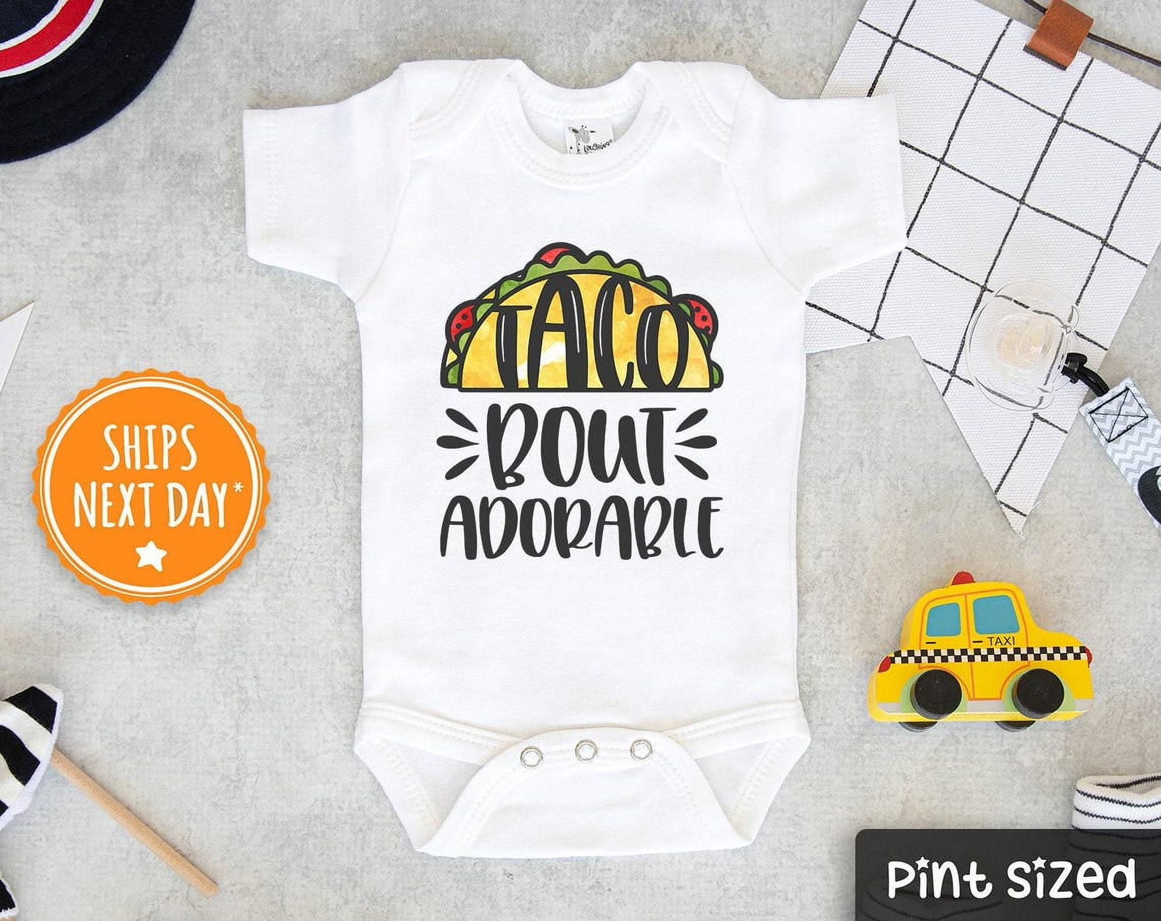 Luvly Taco Bout Adorable Baby - Cute Mexican Food Bodysuit - Funny Food Pun Baby , New Born ...
