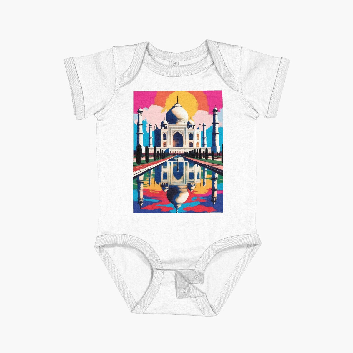 Luvly Taj Mahal, Agra, India, Design In Pop Art Style Short Sleeve Baby ...
