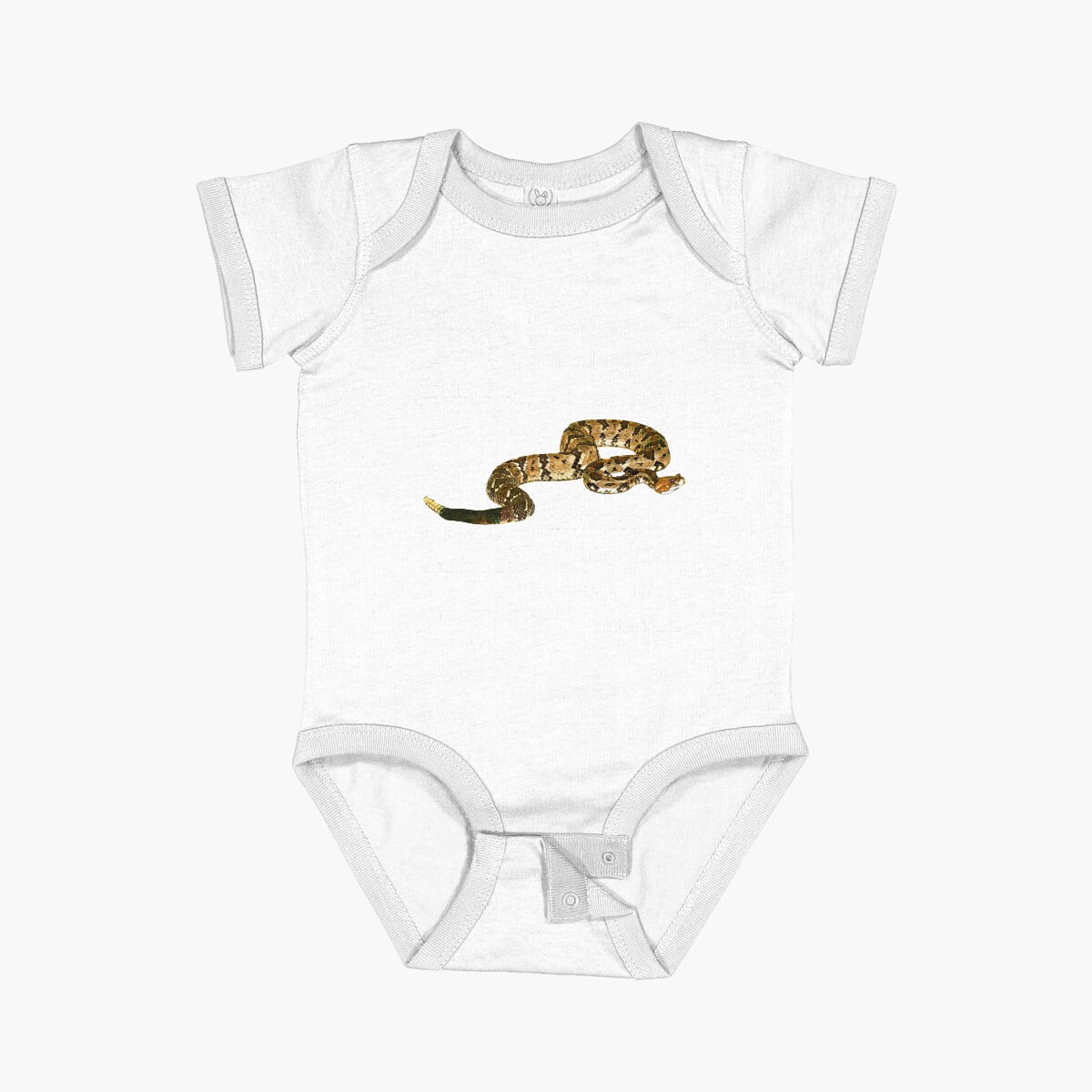 Luvly Timber Rattlesnake (White Lettering) Short Sleeve Baby One-Piece ...