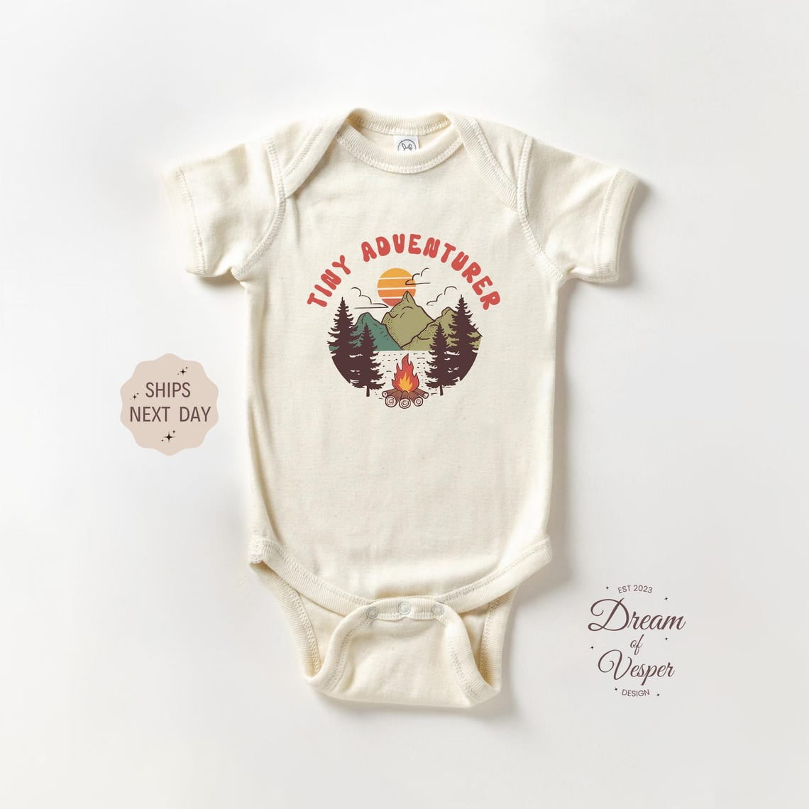 Luvly Tiny Adventurer, Retro Adventure Baby Bodysuit, Funny Camping ...