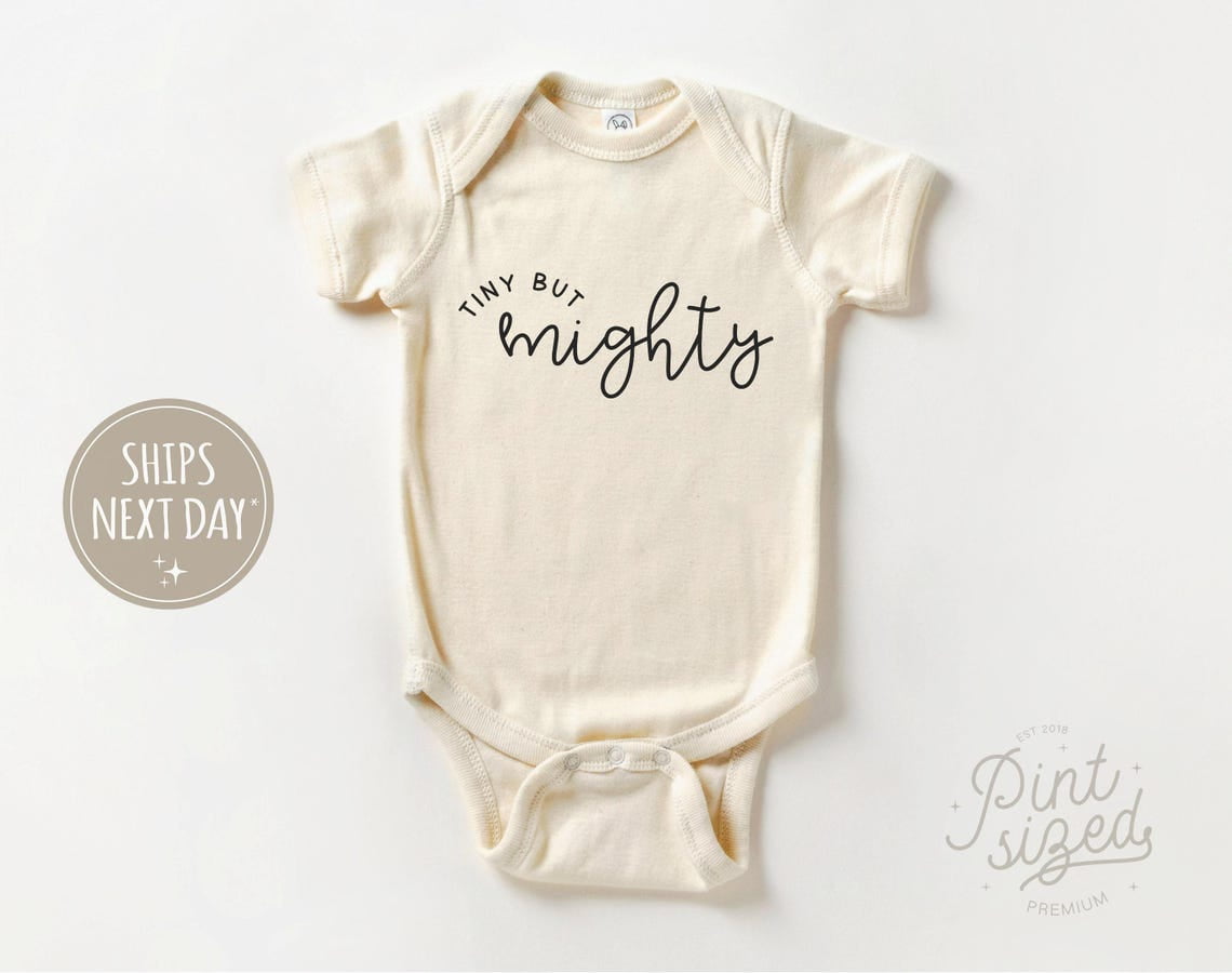 Luvly Tiny But Mighty Baby - Cute Ivf Baby Bodysuit - Natural Minimal ...