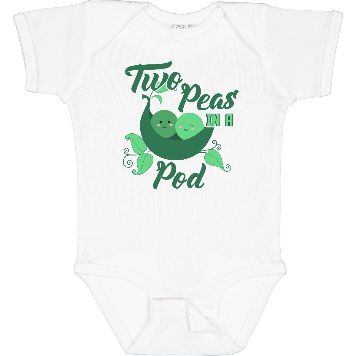 Luvly Two Peas In A Pod With Faces Baby Bodysuit Children Twins Pea ...