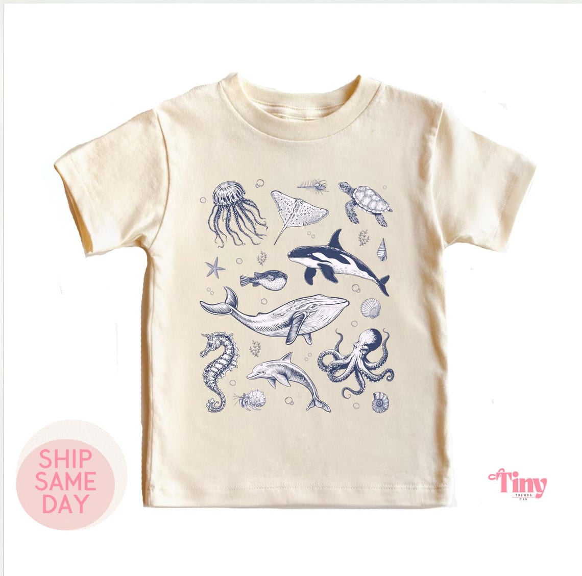 Luvly Vintage Tattoo Sea Animal Shirt, Cute Ocean Bodysuit, Ocean ...